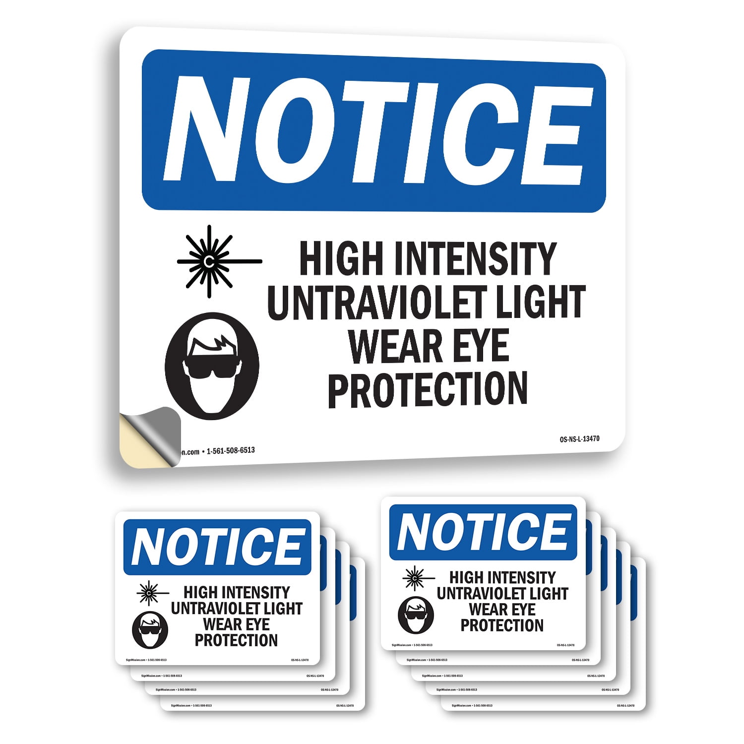 High Intensity Ultraviolet Light With Symbol OSHA Notice Vinyl Decal ...