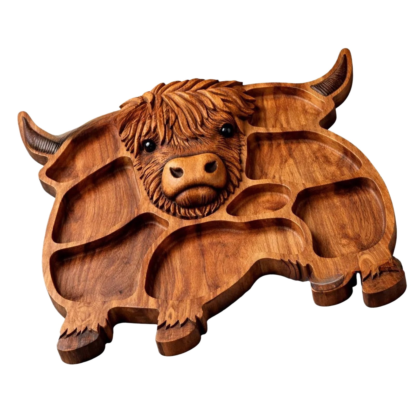 High Land Cow Wooden Charcuterie Board Platter Appetizer Serving Tray ...