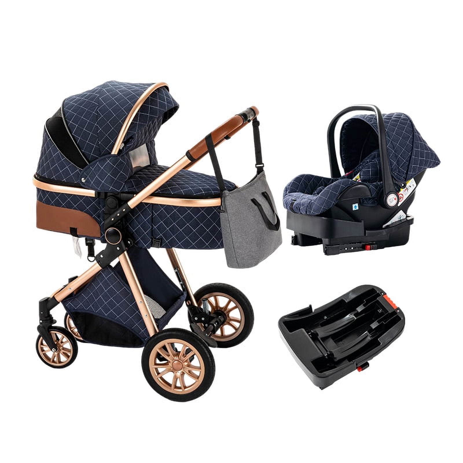 Babyroues Letour II Stroller with Bassinet Black Frame, Blue Fabric ...