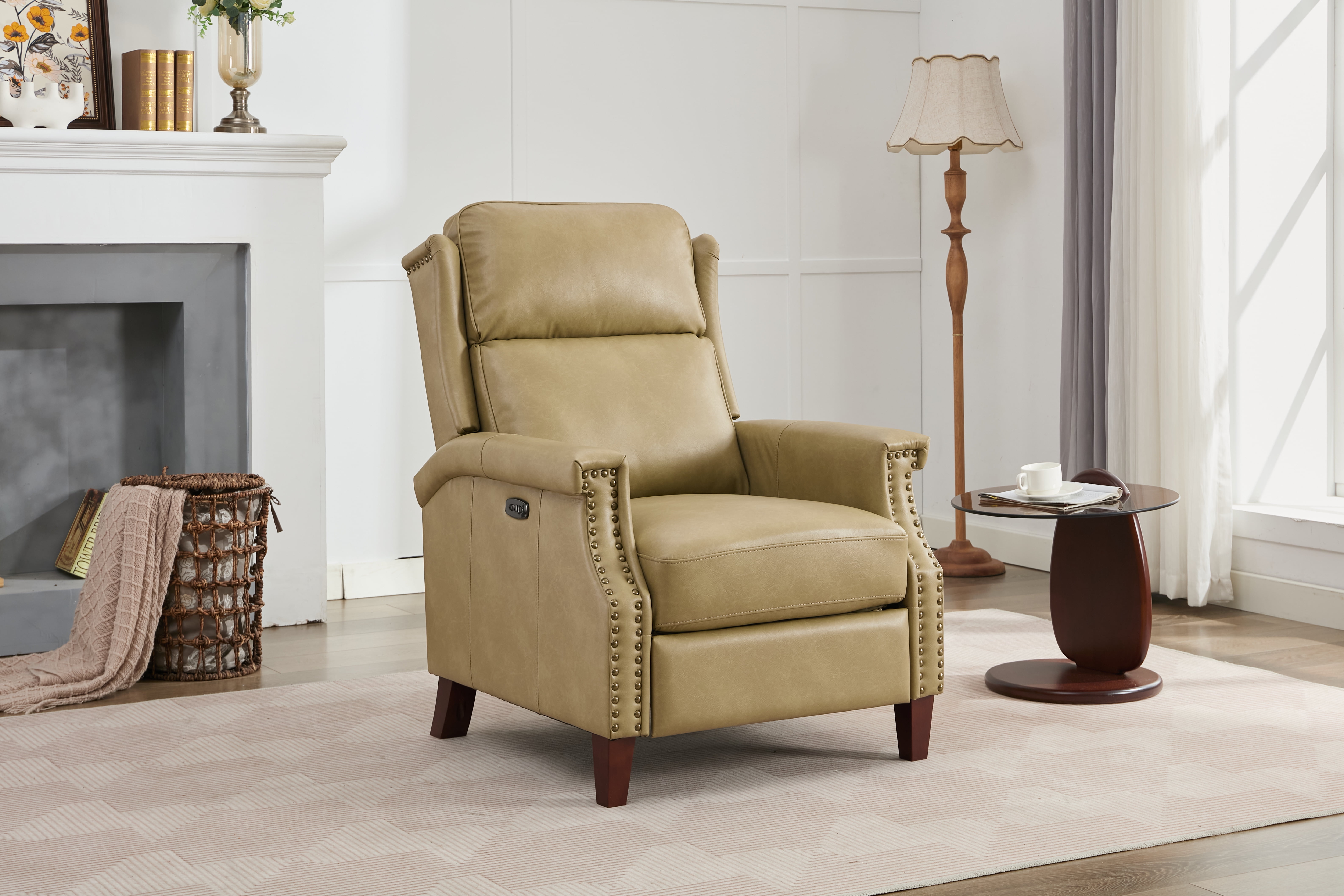 High Leg Power Recliner Chair Faux Leather Reclining Chair for Home Single Recliner Seating with Type C Port for Living Room Bedroom Walmart