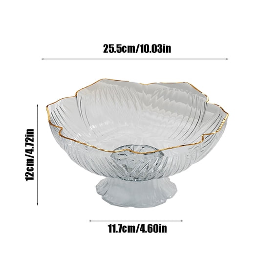 High-Legged Draining Fruit Tray with Gold Trim Transparent Striped PET ...