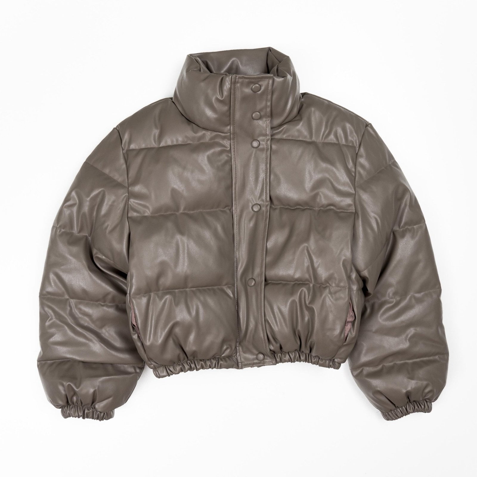 High Level HL Women's Faux Vegan Leather Cropped Puffer Jacket - Women ...