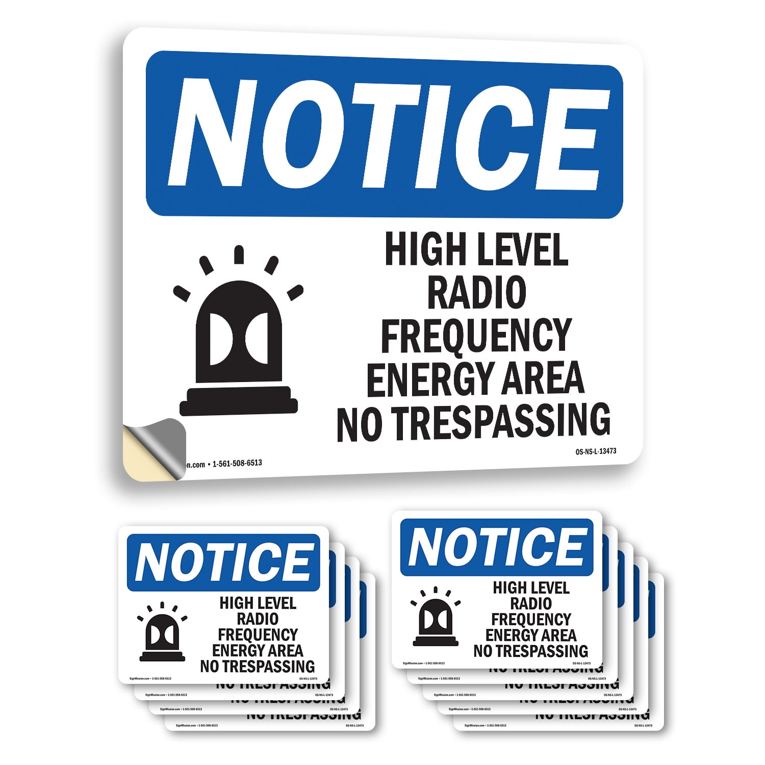 High Level Radio Frequency Energy With Symbol OSHA Notice Vinyl Decal ...