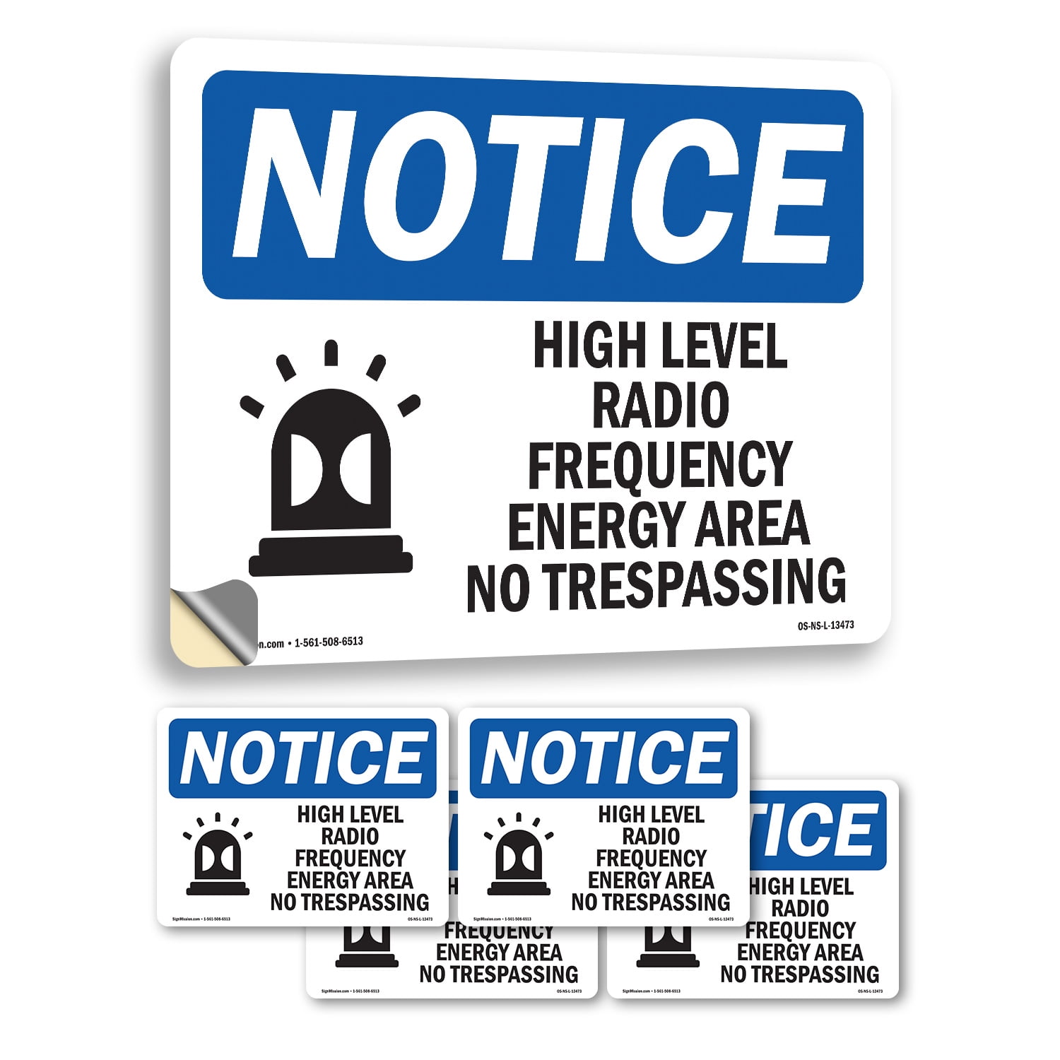High Level Radio Frequency Energy With Symbol OSHA Notice Vinyl Decal ...