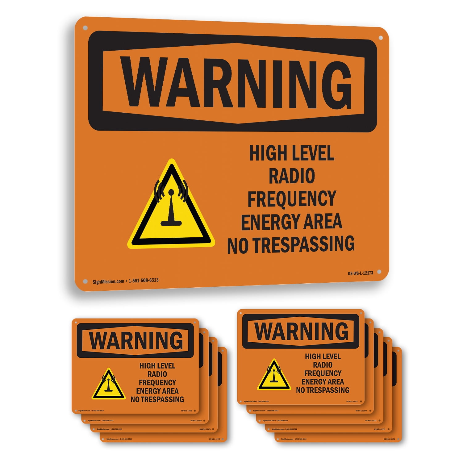 High Level Radio Frequency Energy With Symbol OSHA WARNING Aluminum ...