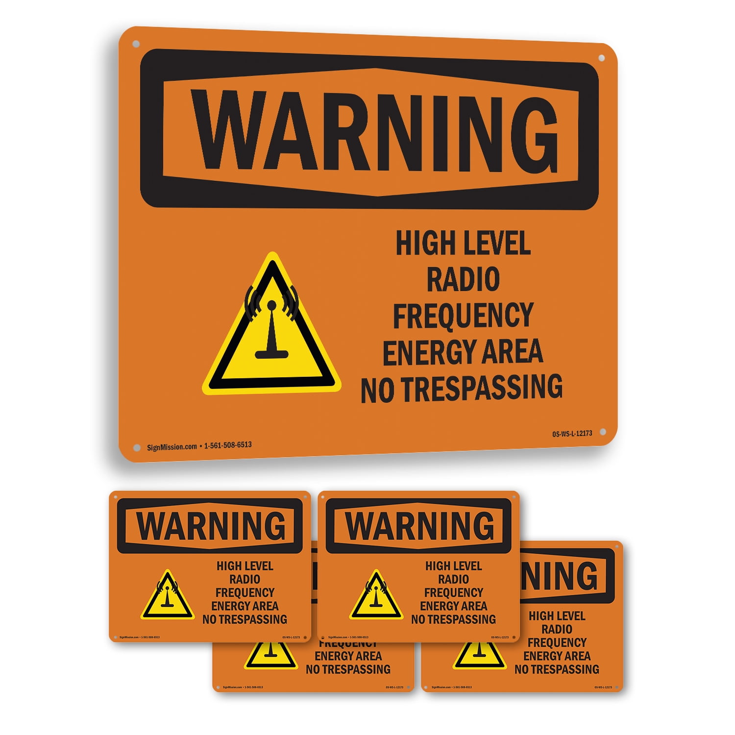 High Level Radio Frequency Energy With Symbol OSHA WARNING Rigid ...