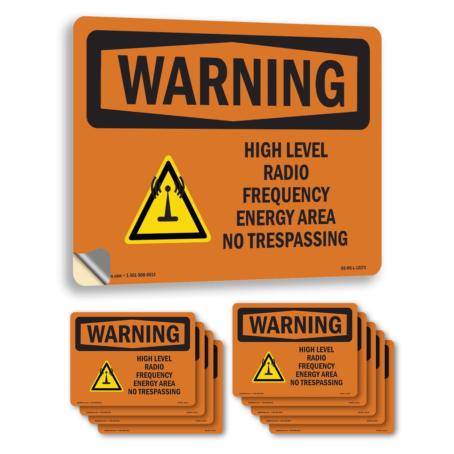 High Level Radio Frequency Energy With Symbol OSHA WARNING Vinyl Decal ...