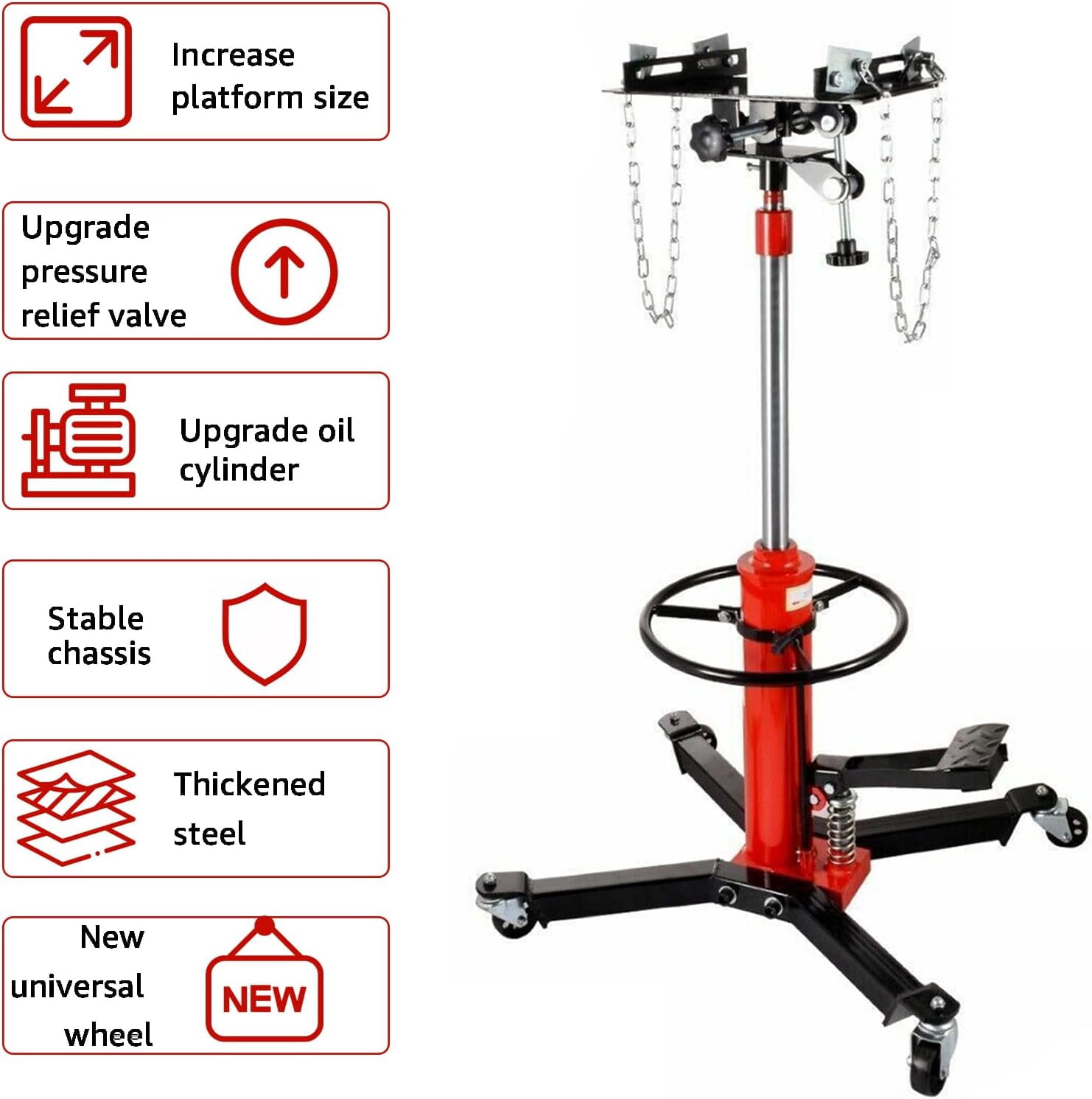 High Lift Transmission Jack, Adjustable 34"-70", 1660 Lbs Capacity ...
