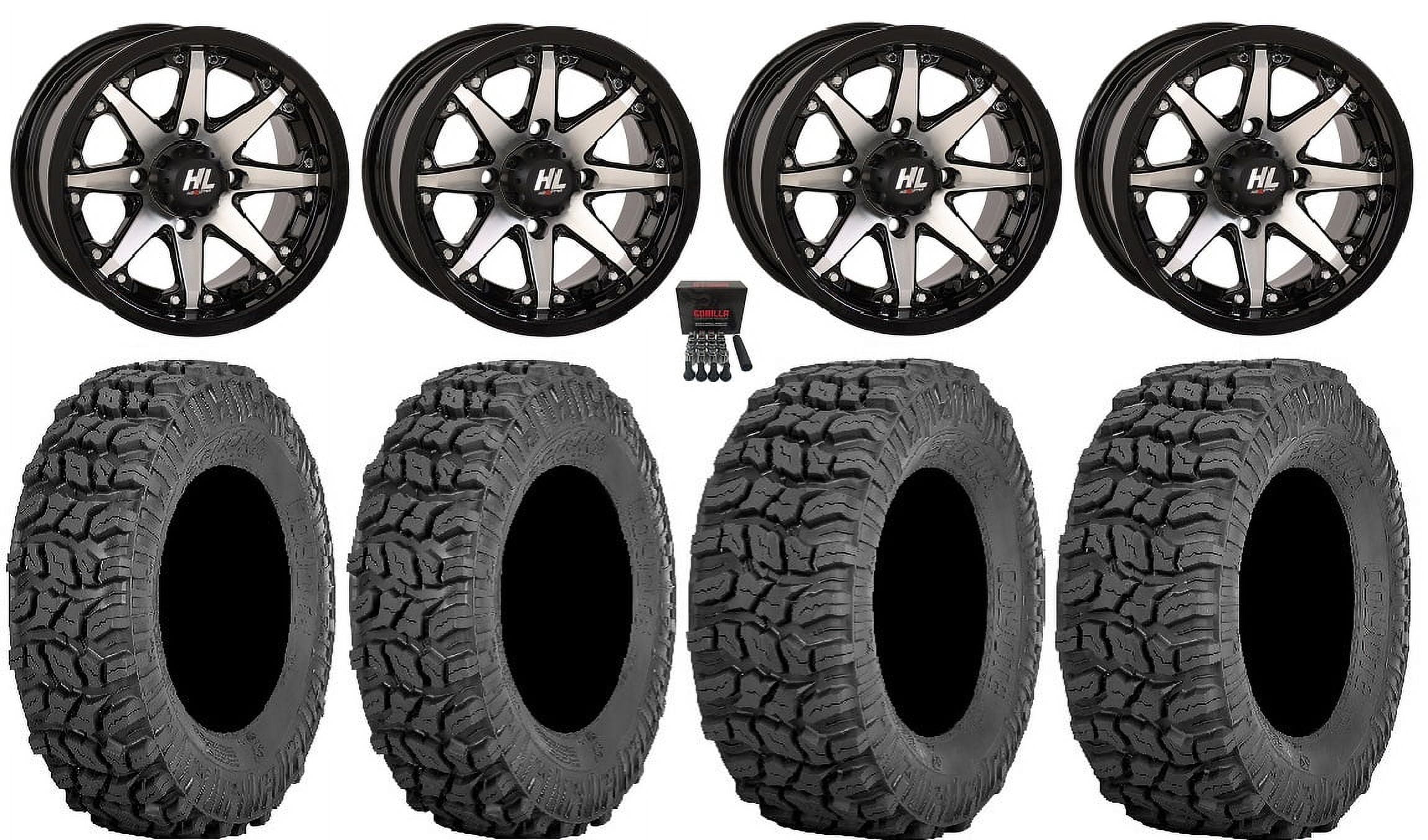 High Lifter HL10 12" Wheels Machined 25" Coyote Tires Honda Pioneer ...