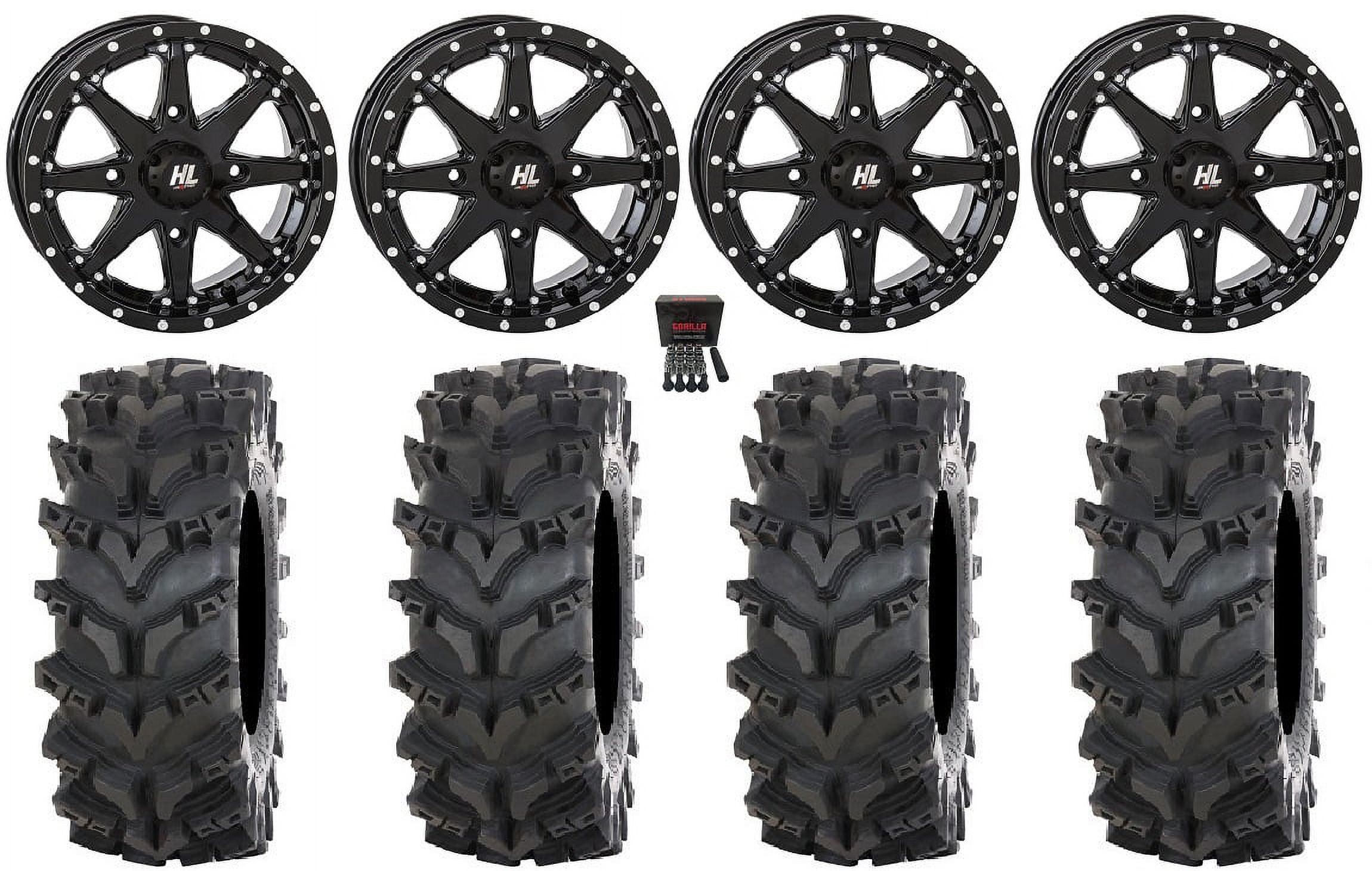 High Lifter HL10 14" Wheels Black 27" Out&Back Max Tires Honda Rincon Yamaha Rhino Kawasaki ...