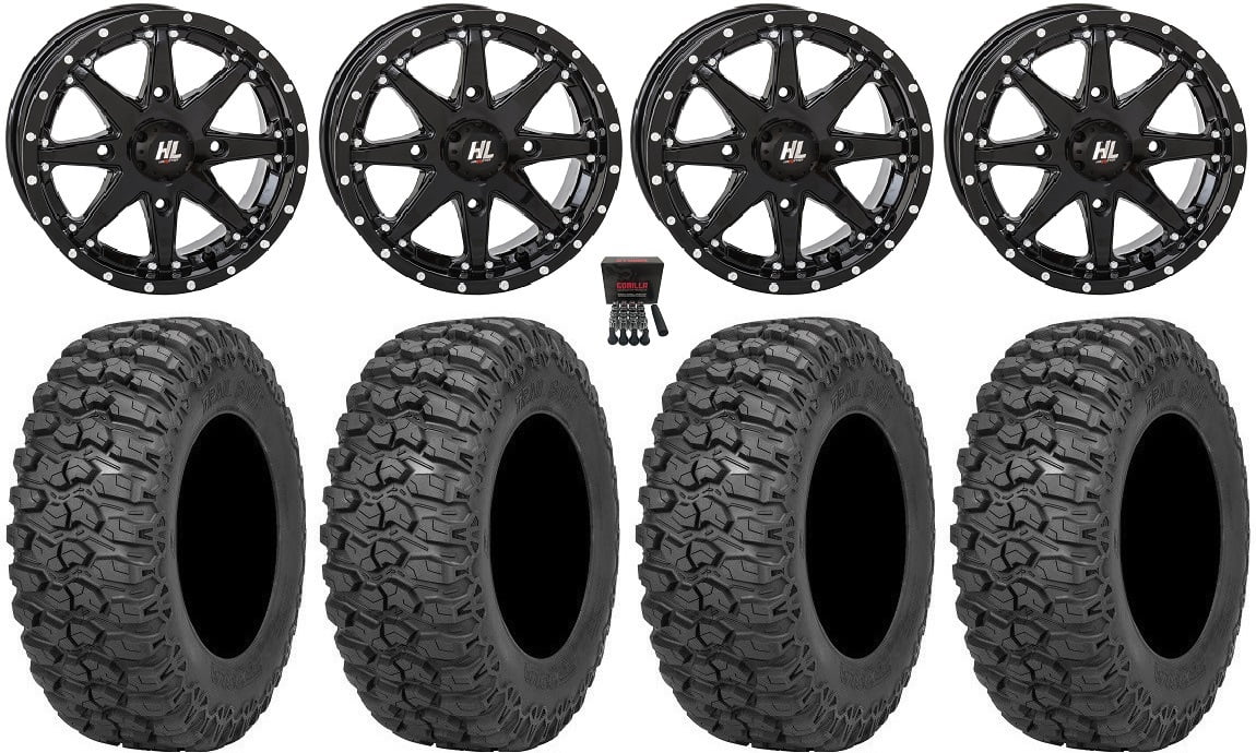 High Lifter HL10 14" Wheels Black 28" Trail Saw 2.0 Tires Yamaha Viking ...