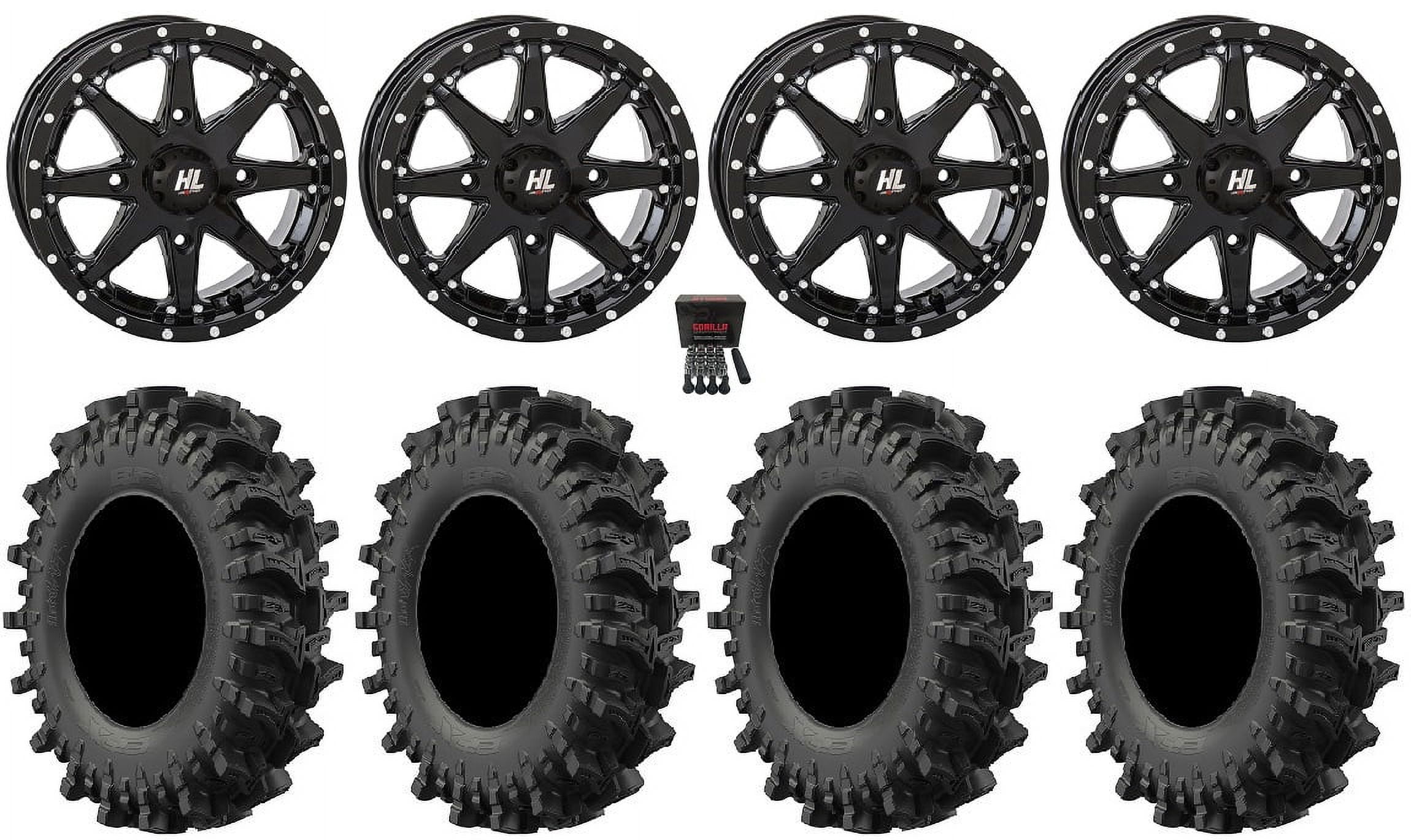 High Lifter HL10 14" Wheels Black 30" MotoSlayer Tires Honda Pioneer ...