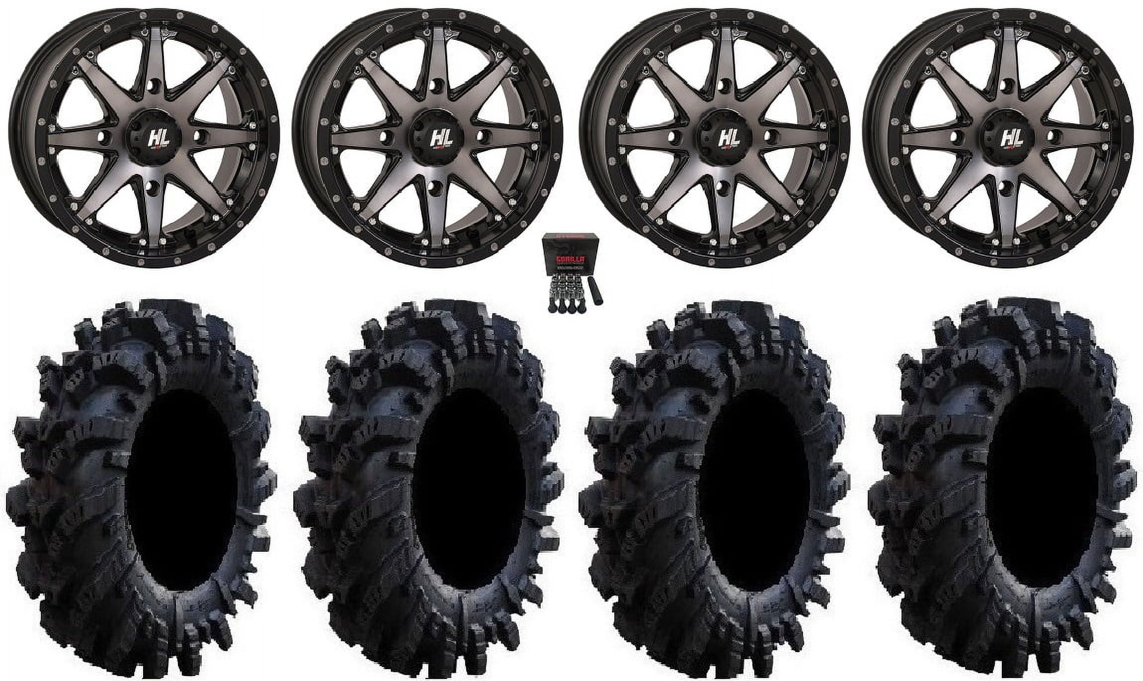 High Lifter HL10 14" Wheels Smoke 26.5" Intimidator Tires Honda Rincon ...