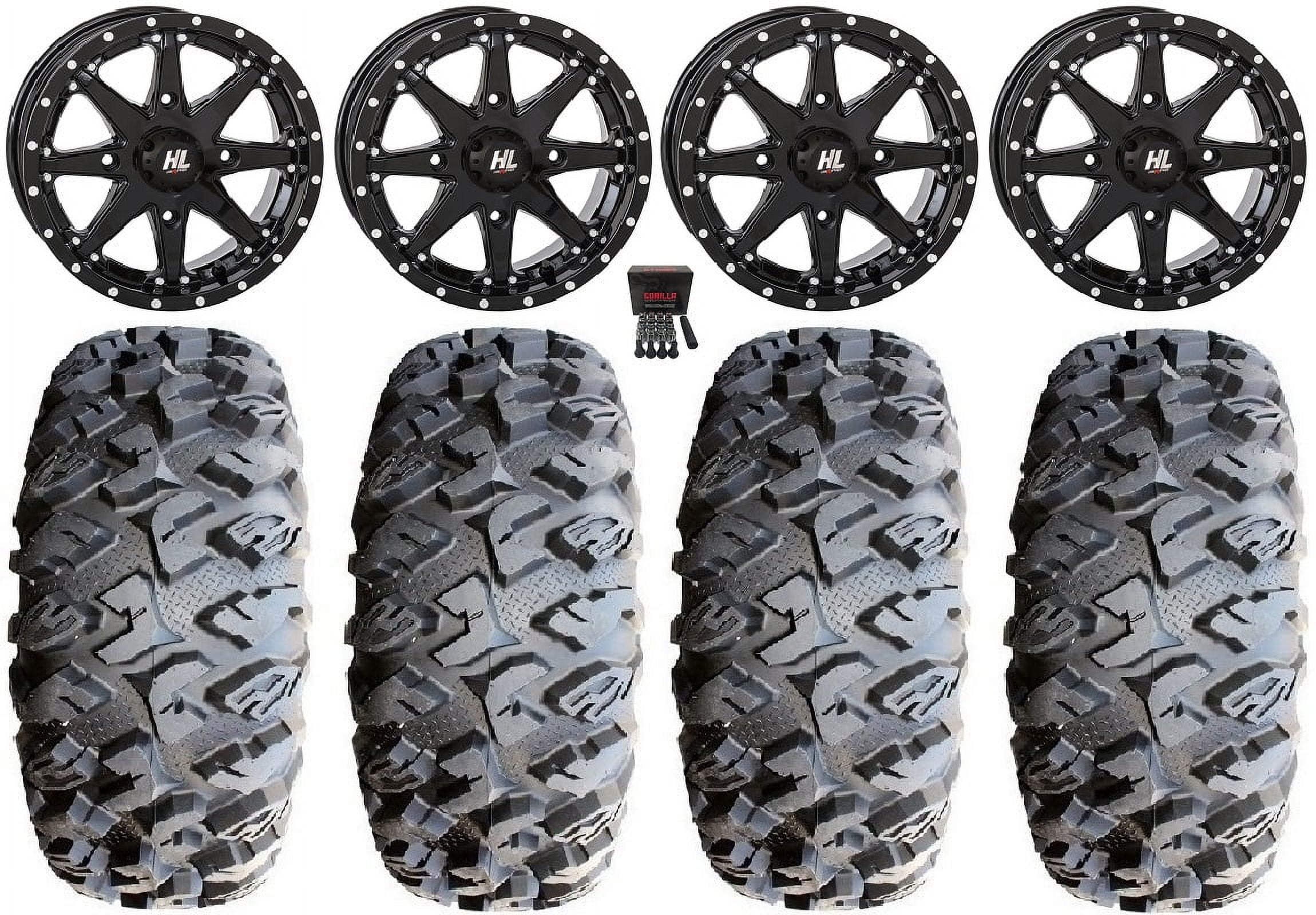 High Lifter HL10 15" Wheels Black 28" MotoClaw Tires Polaris RZR XP ...