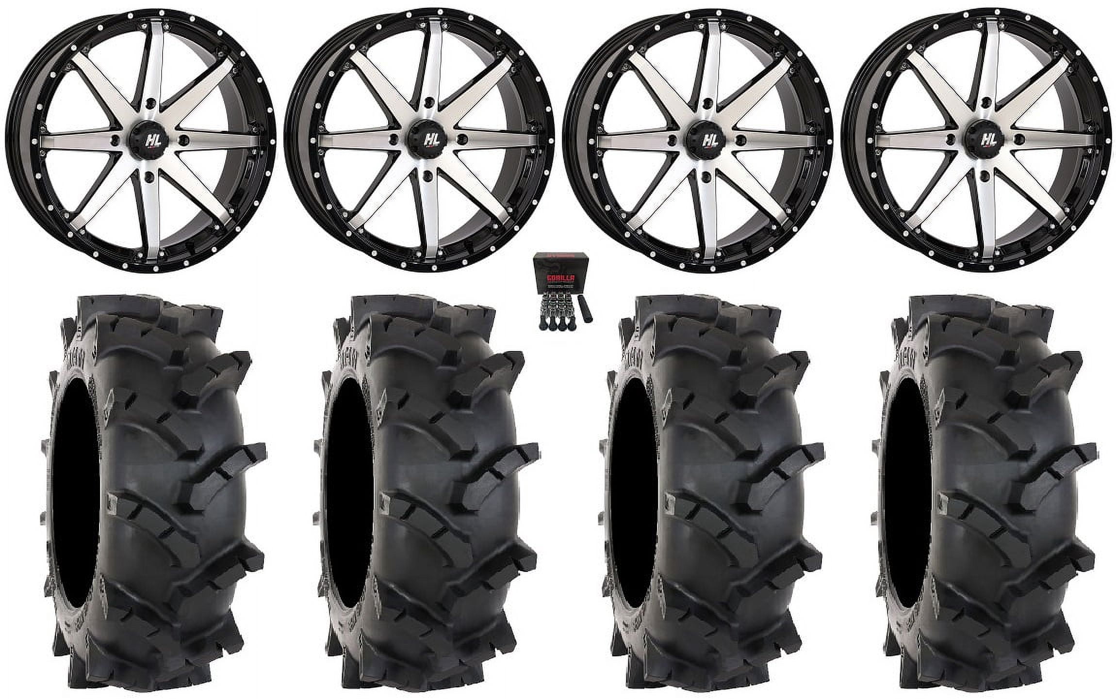 High Lifter HL10 20" Wheels Machined 33" MT410 Tires Kawasaki Teryx ...