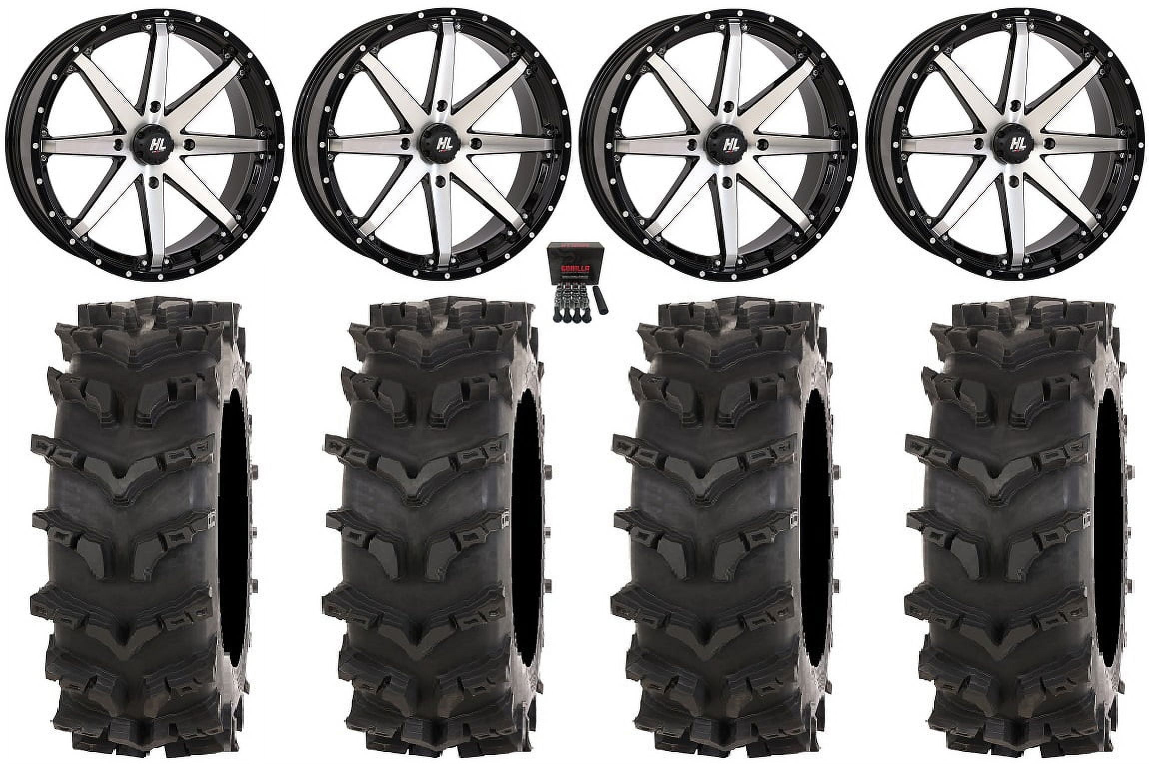 High Lifter HL10 20" Wheels Machined 35" Out&Back Max'd Tires Polaris RZR XP 1000 / PRO XP ...