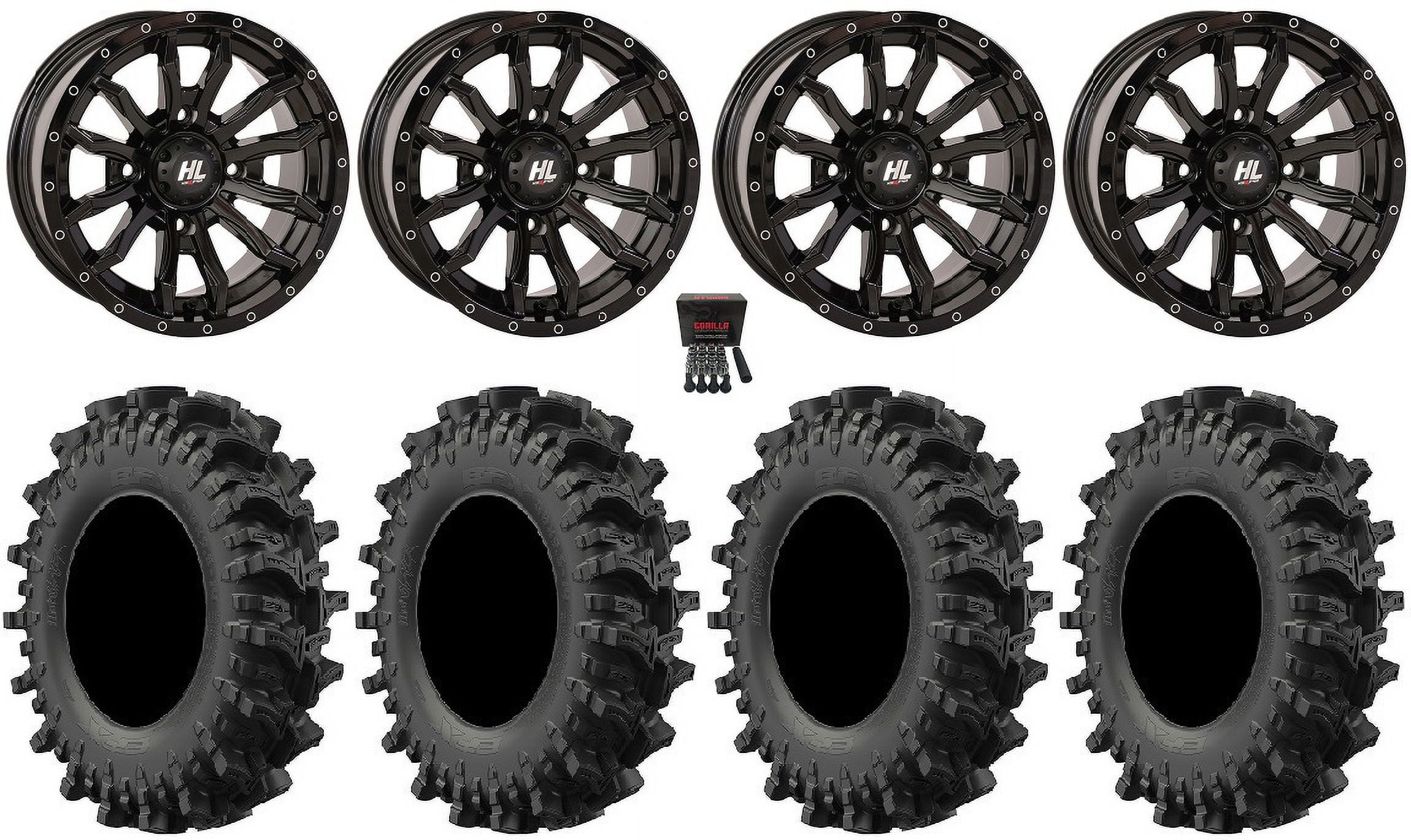 High Lifter HL21 14" Wheels Black 28" MotoSlayer Tires Polaris RZR XP ...