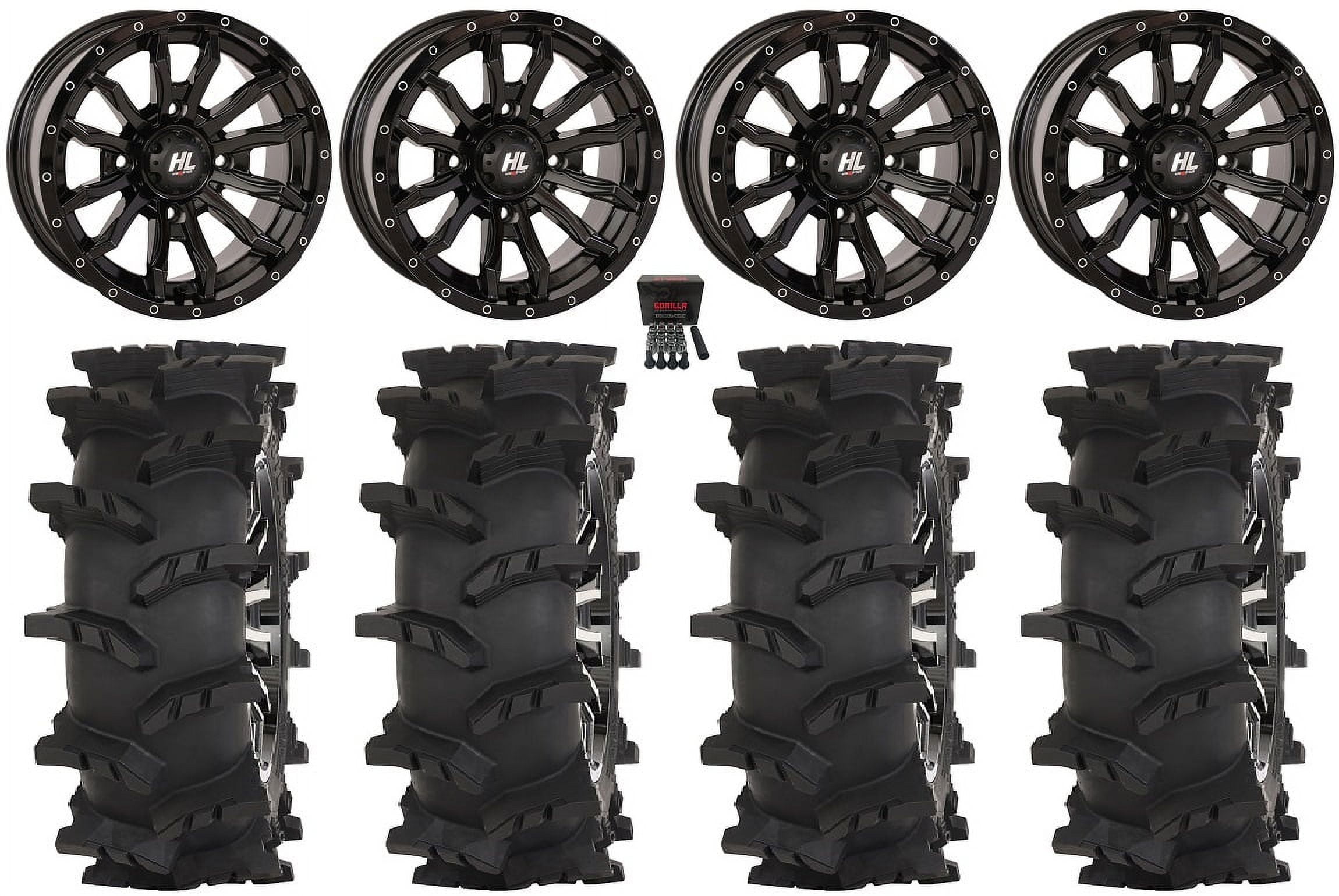 High Lifter HL21 14" Wheels Black 30" Outlaw Max Tires Polaris RZR XP ...