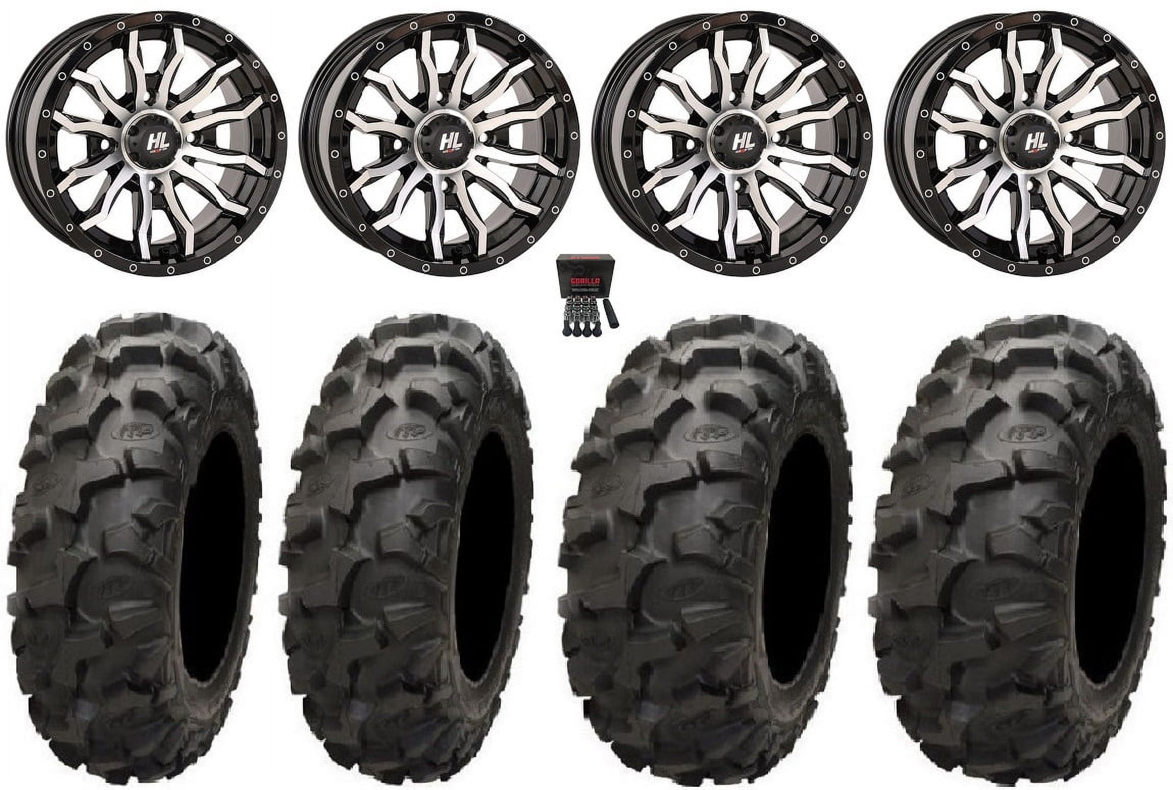 High Lifter HL21 14" Wheels Machined 27" Blackwater Tires Kawasaki Mule ...