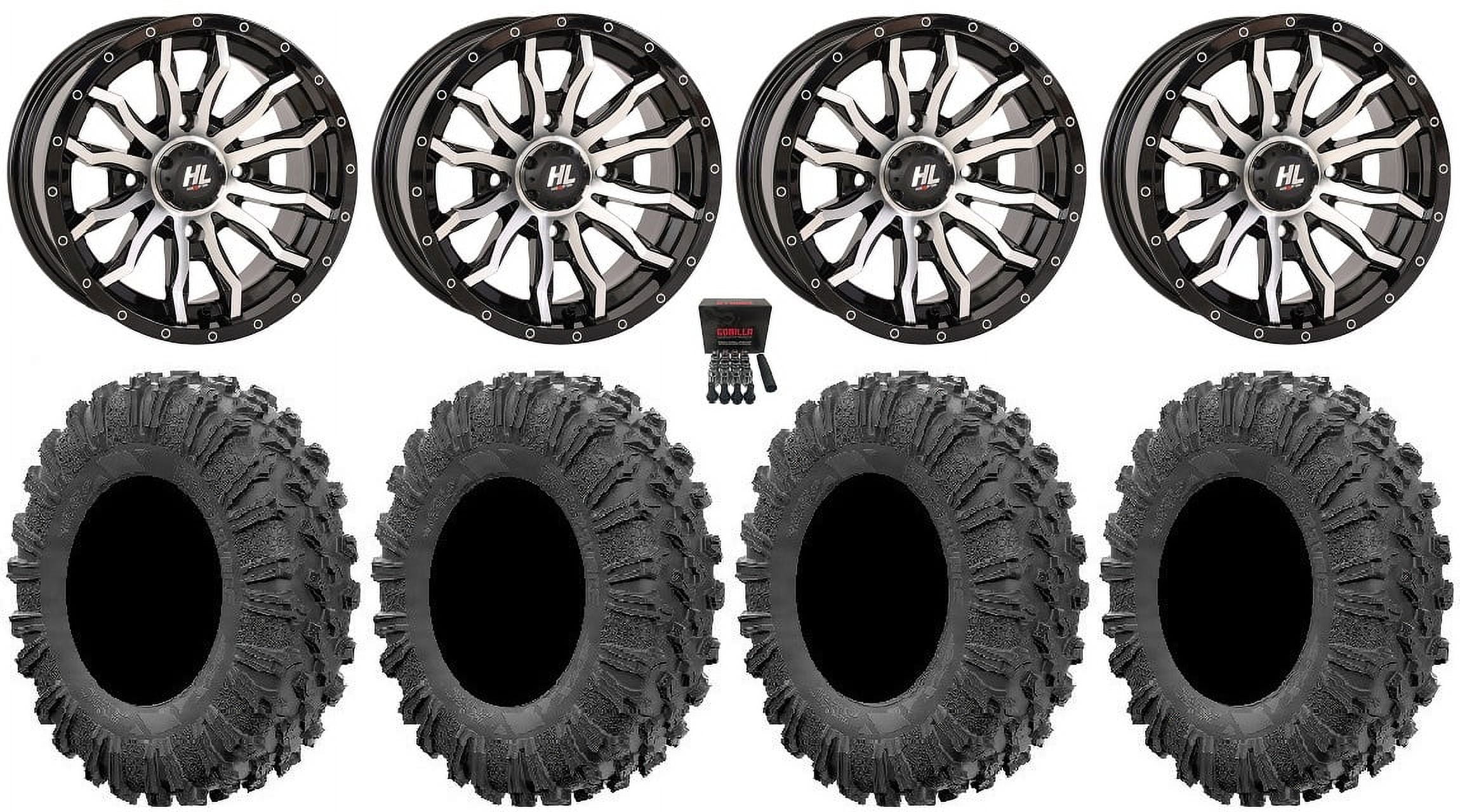 High Lifter HL21 14" Wheels Machined 28" MotoRavage Tires Sportsman RZR ...