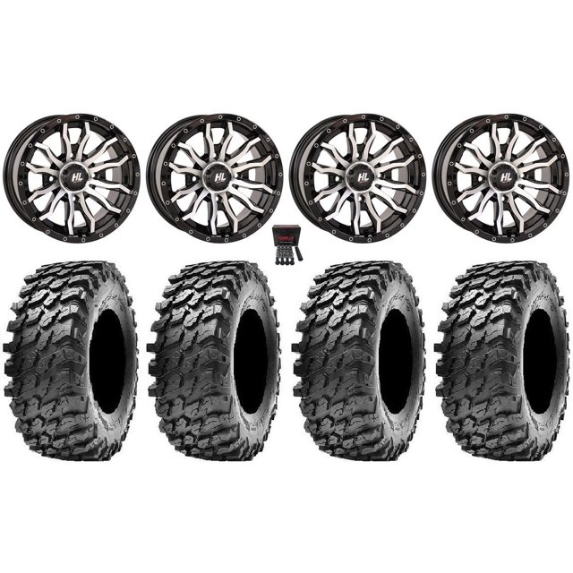 High Lifter HL21 14" Wheels Machined 28" Rampage Tires Polaris RZR XP ...