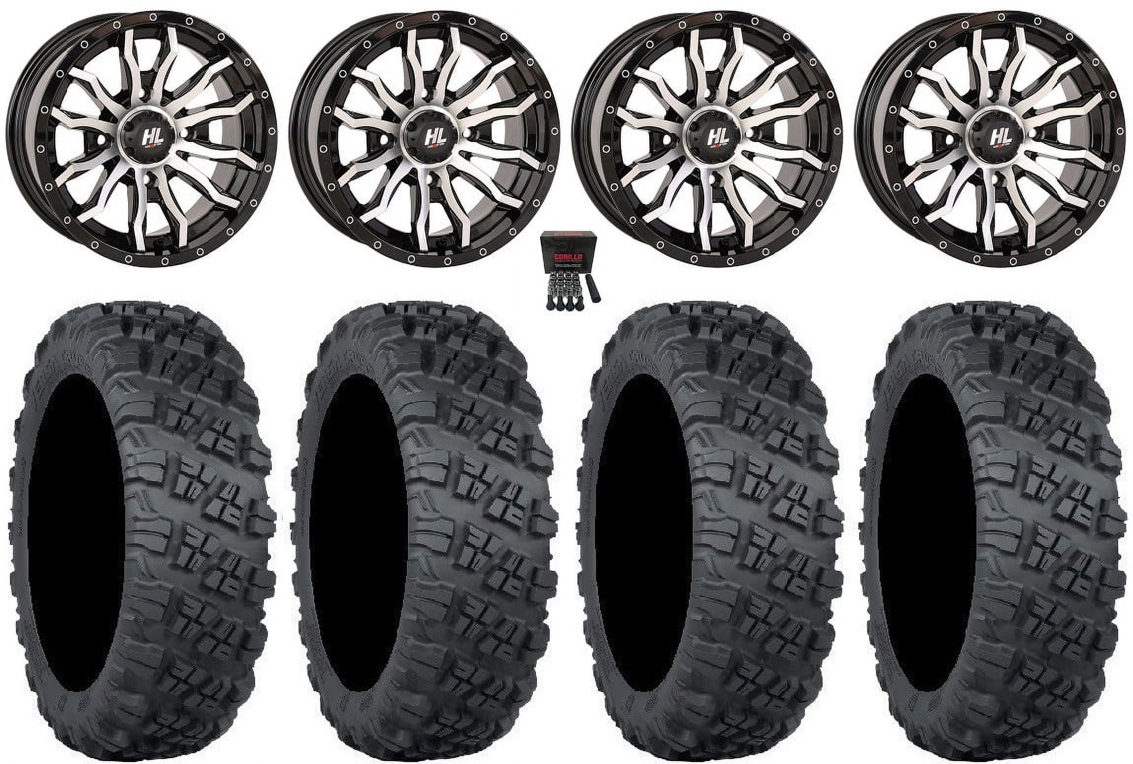 High Lifter HL21 14" Wheels Machined 28" Versa Cross V3 Tires Polaris ...
