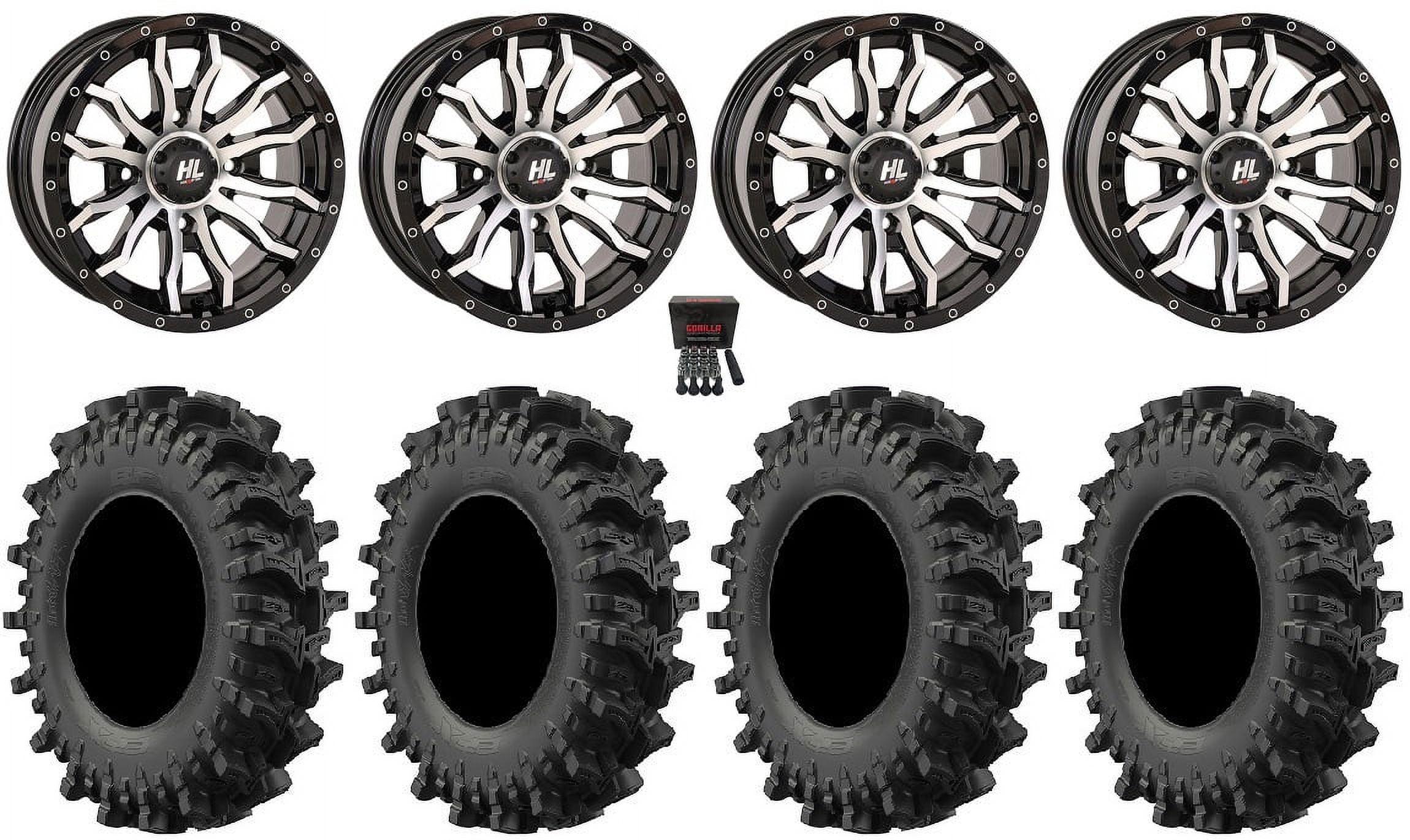 High Lifter HL21 14" Wheels Machined 30" MotoSlayer Tires Kawasaki Mule ...