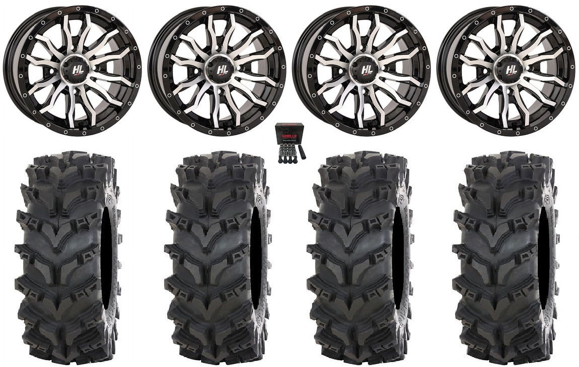 High Lifter HL21 14" Wheels Machined 32" Out&Back Max Tires Polaris RZR XP 1000 / PRO XP ...