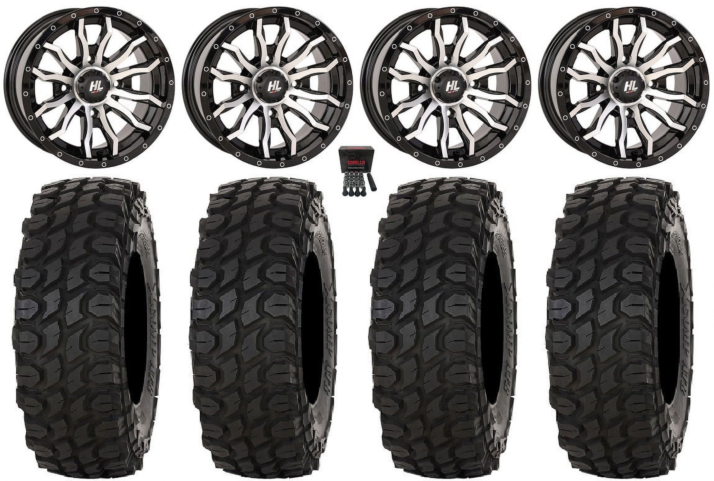 High Lifter HL21 14" Wheels Machined 32" XComp ATR Tires Kawasaki Teryx ...
