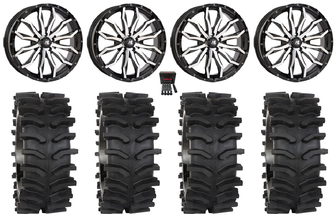 High Lifter HL21 24" Wheels Machined 44" XT400W Tires Polaris RZR Turbo ...