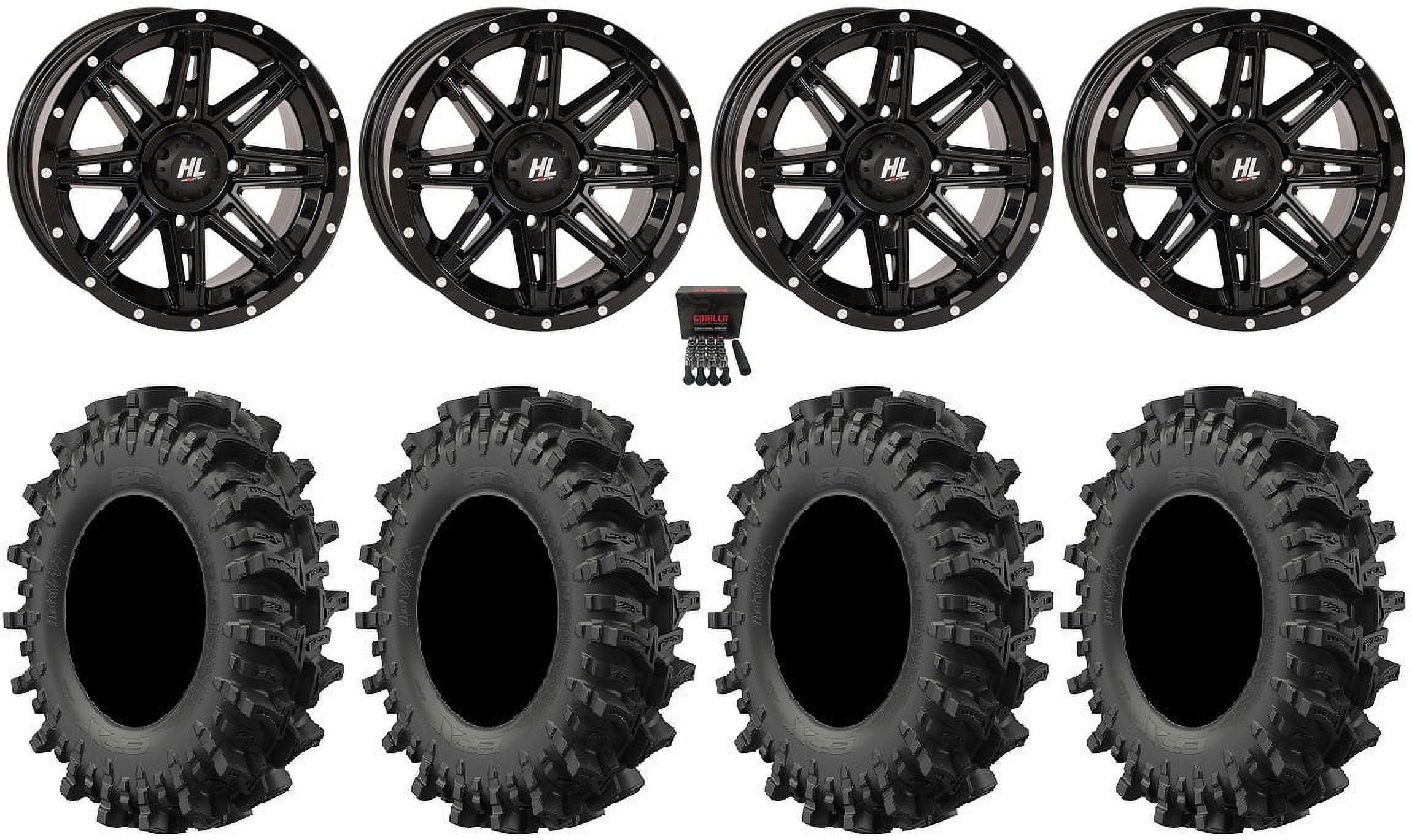 High Lifter HL22 14" Wheels Black 28" MotoSlayer Tires Can-Am Commander ...