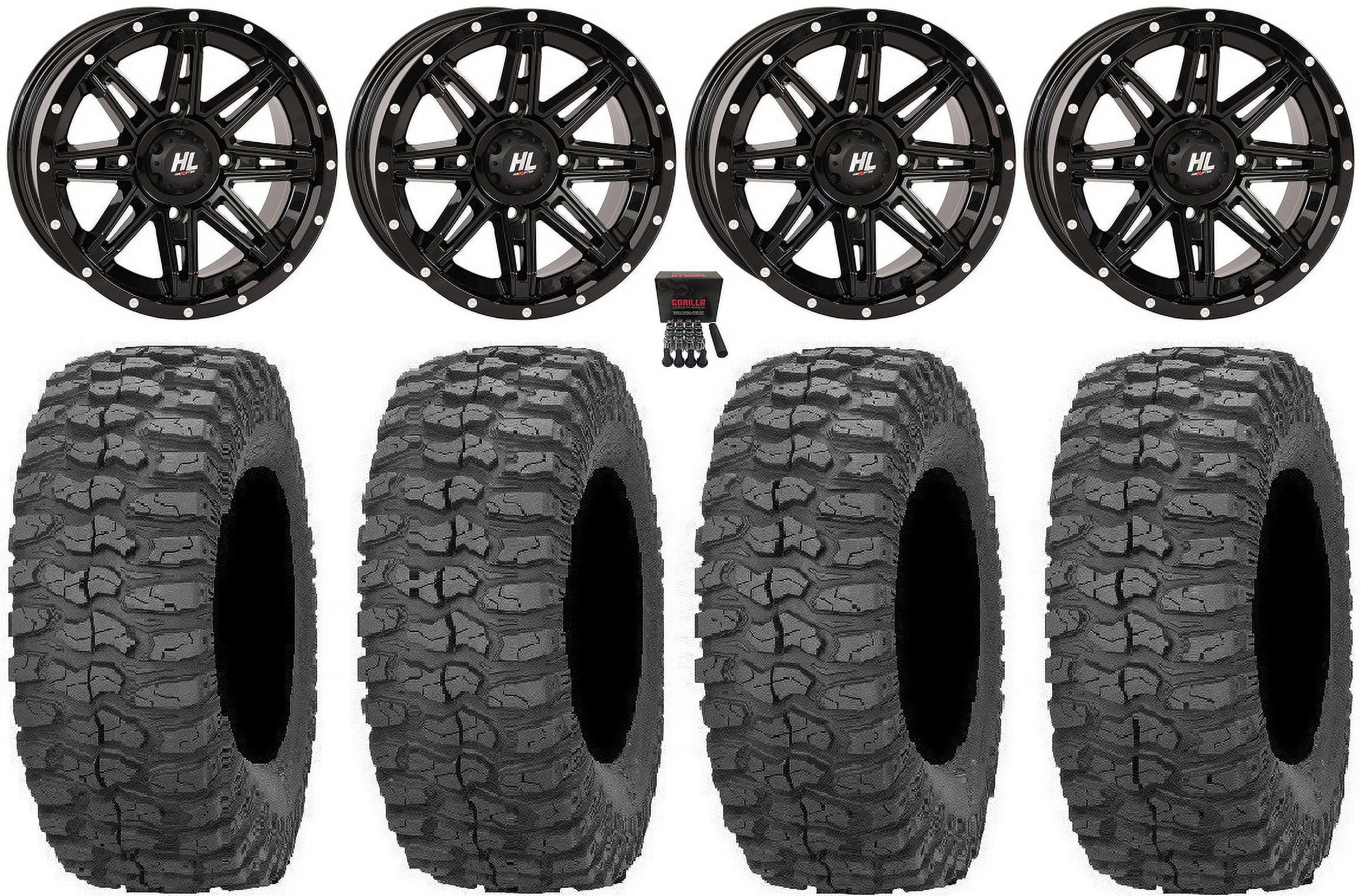 High Lifter HL22 14" Wheels Black 28" Rock-A-Billy Tires Polaris RZR XP ...