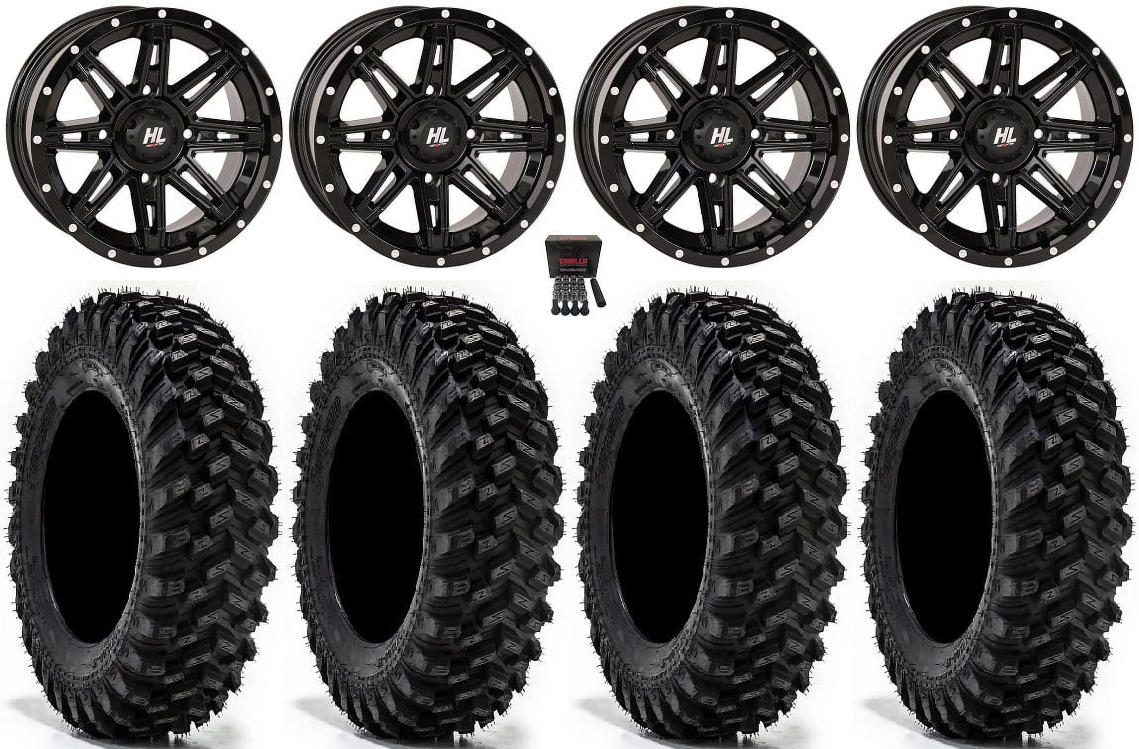 High Lifter HL22 14" Wheels Black 28" Warrior XT Tires Polaris RZR XP ...