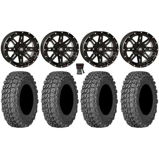 High Lifter HL22 14" Wheels Black 28" X Comp ATR Tires Can-Am Maverick ...
