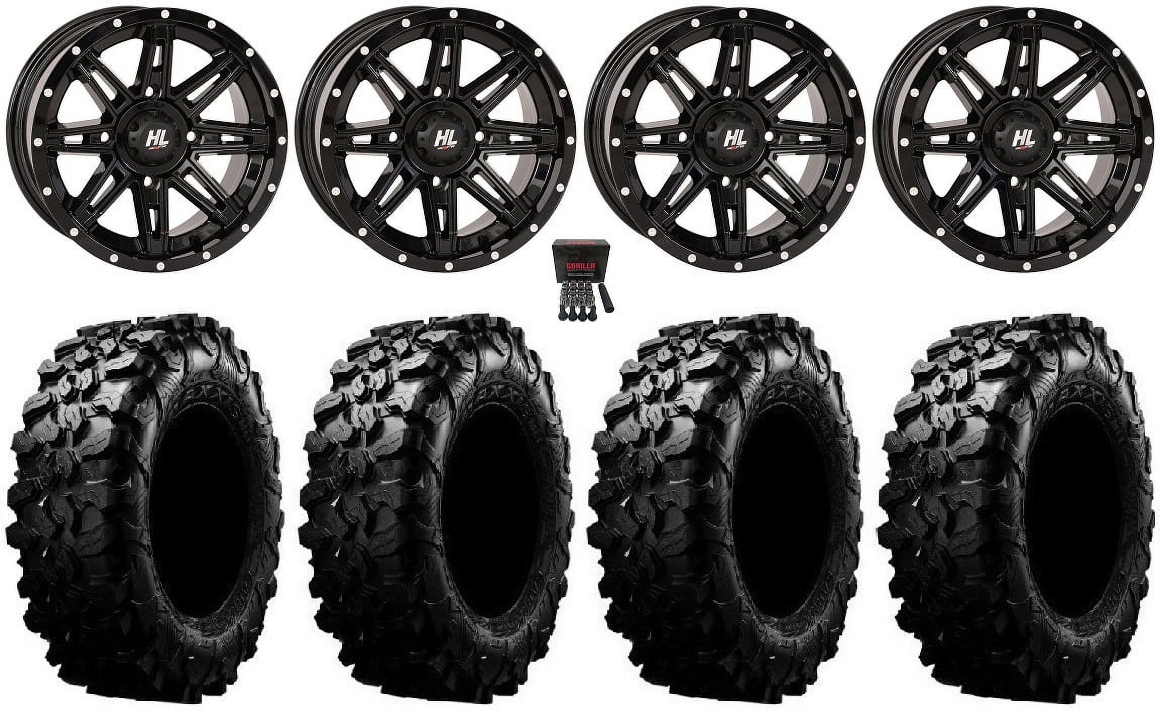 High Lifter HL22 14" Wheels Black 30" Carnivore Tires Can-Am Maverick ...