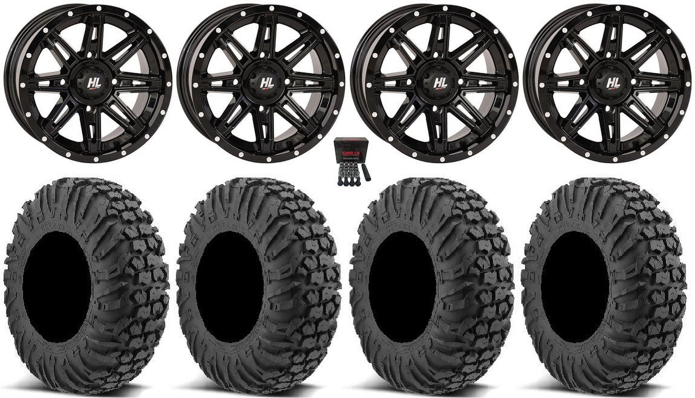 High Lifter HL22 14" Wheels Black 30" MotoVator Tires Can-Am Maverick ...