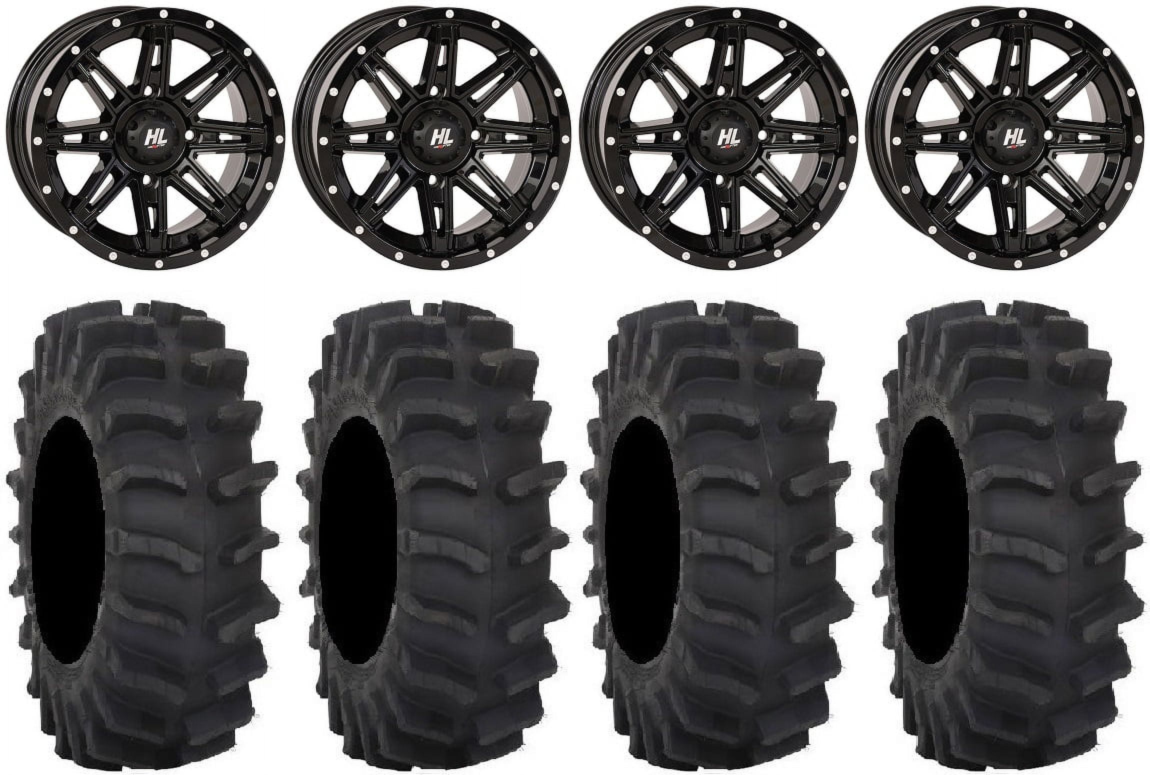 High Lifter HL22 14" Wheels Black 31" XM310 Tires Can-Am Maverick X3 / Honda Pioneer 1000 ...