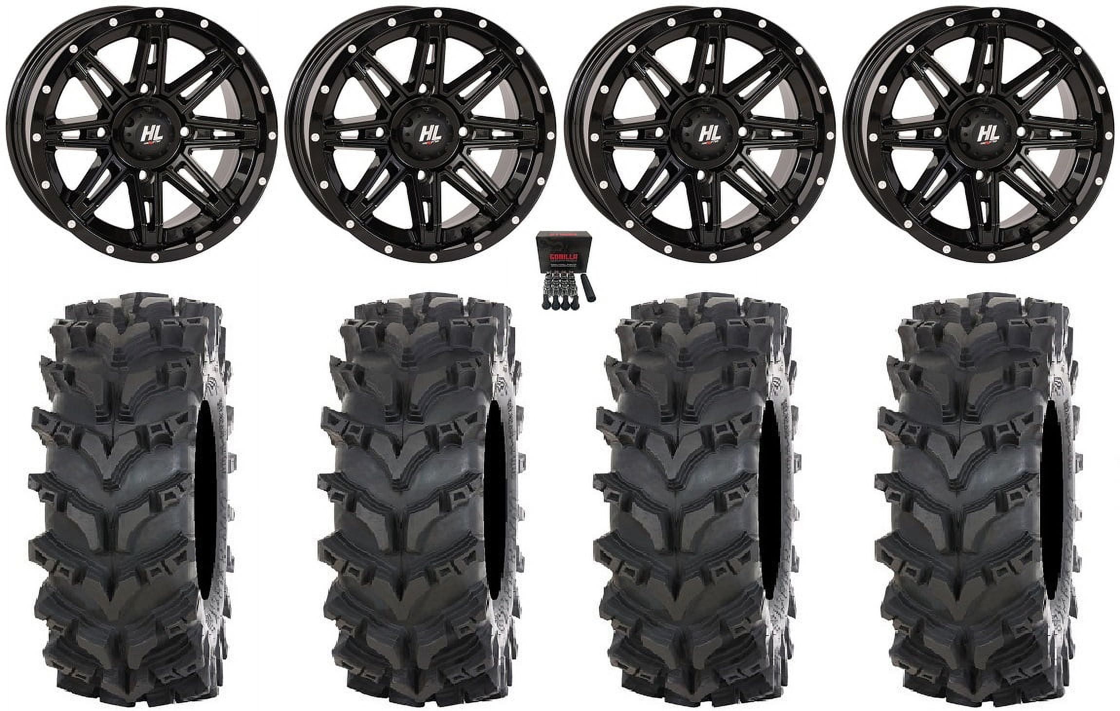 High Lifter HL22 14" Wheels Black 32" Out&Back Max Tires Polaris RZR XP ...