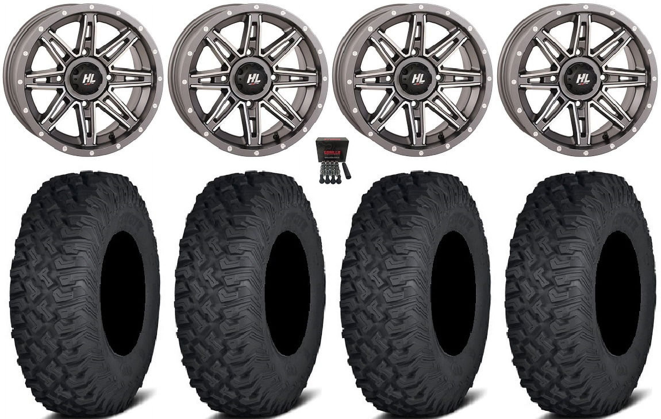 High Lifter HL22 14" Wheels Gunmetal 27" Coyote Tires Polaris RZR XP ...