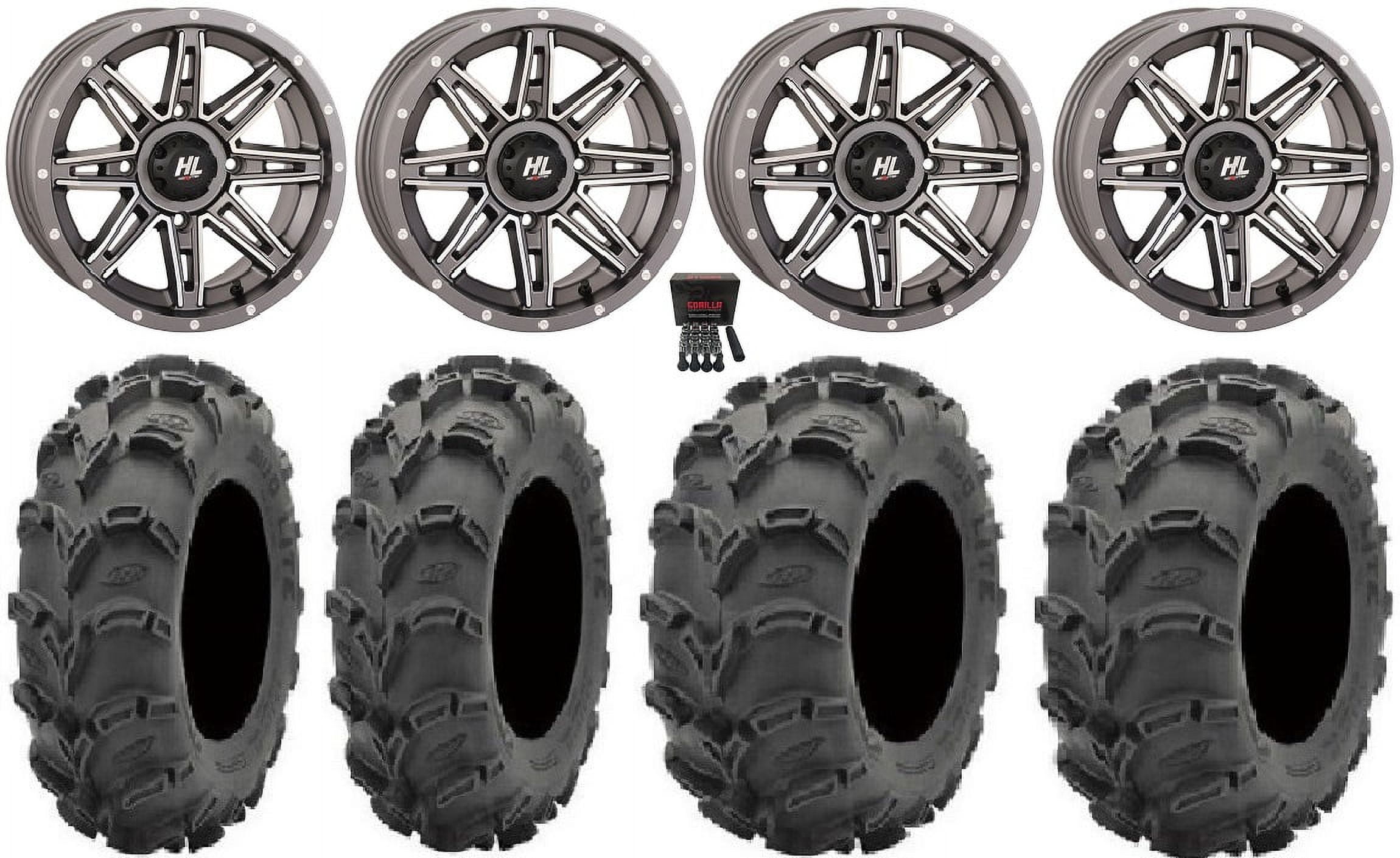 High Lifter HL22 14" Wheels Gunmetal 27" Mud Lite XL Tires Can-Am ...