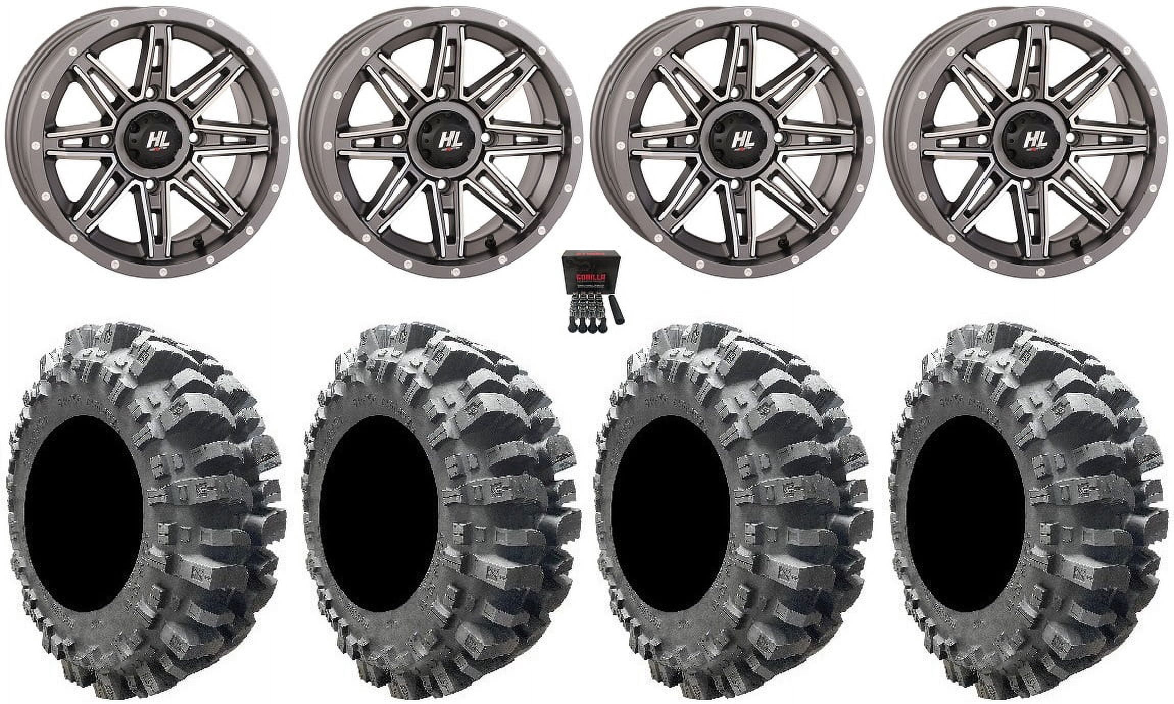 High Lifter HL22 14" Wheels Gunmetal 28" Bogger Tires Polaris RZR XP ...