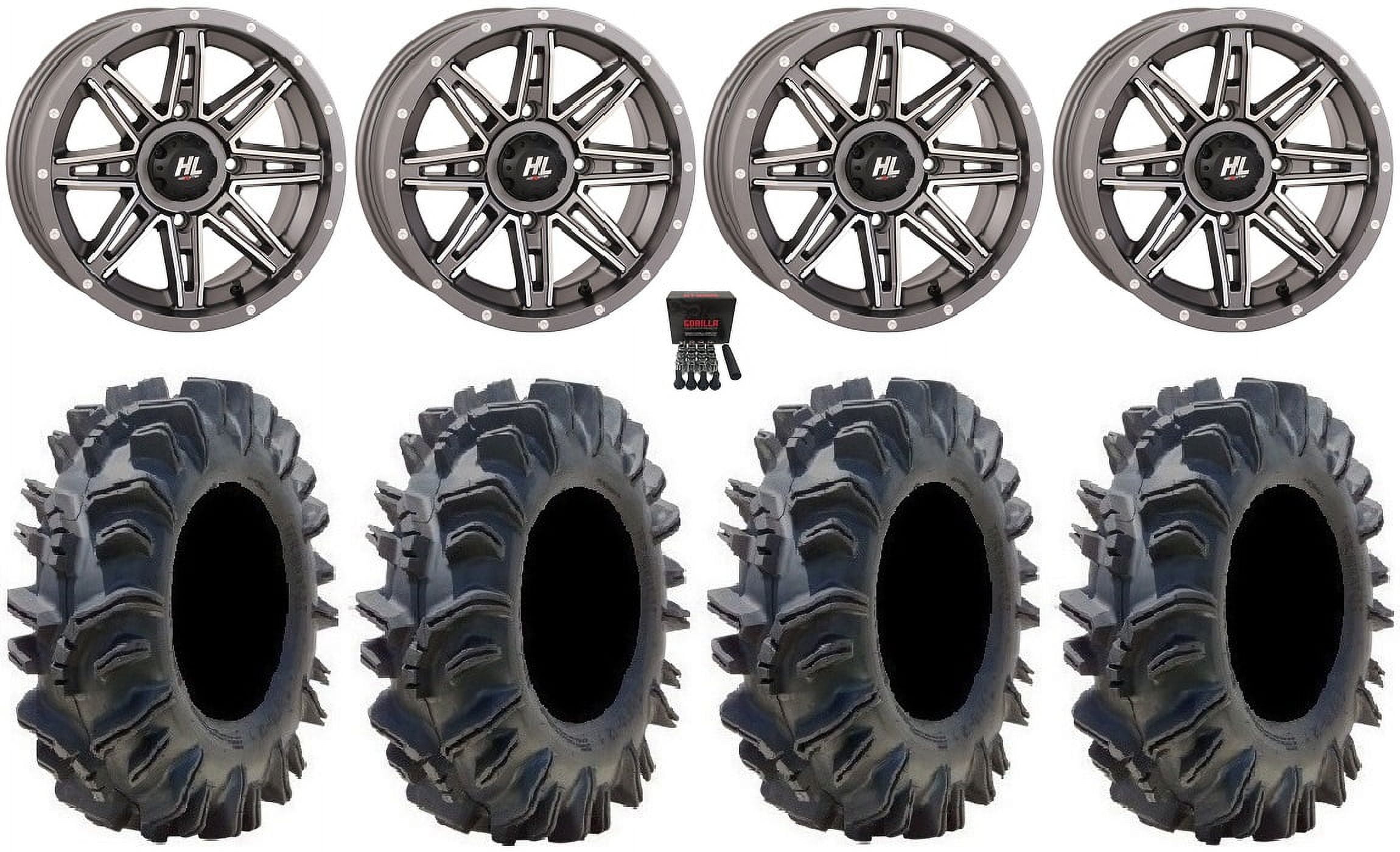 High Lifter HL22 14" Wheels Gunmetal 32" Terminator Tires Polaris RZR ...
