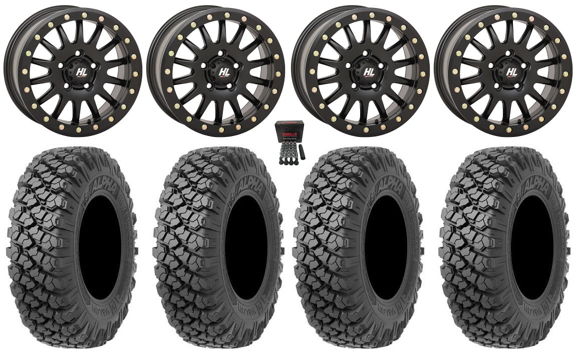 High Lifter HL24 Beadlock 15" Wheels Black 35" Alpha Tires Polaris RZR ...