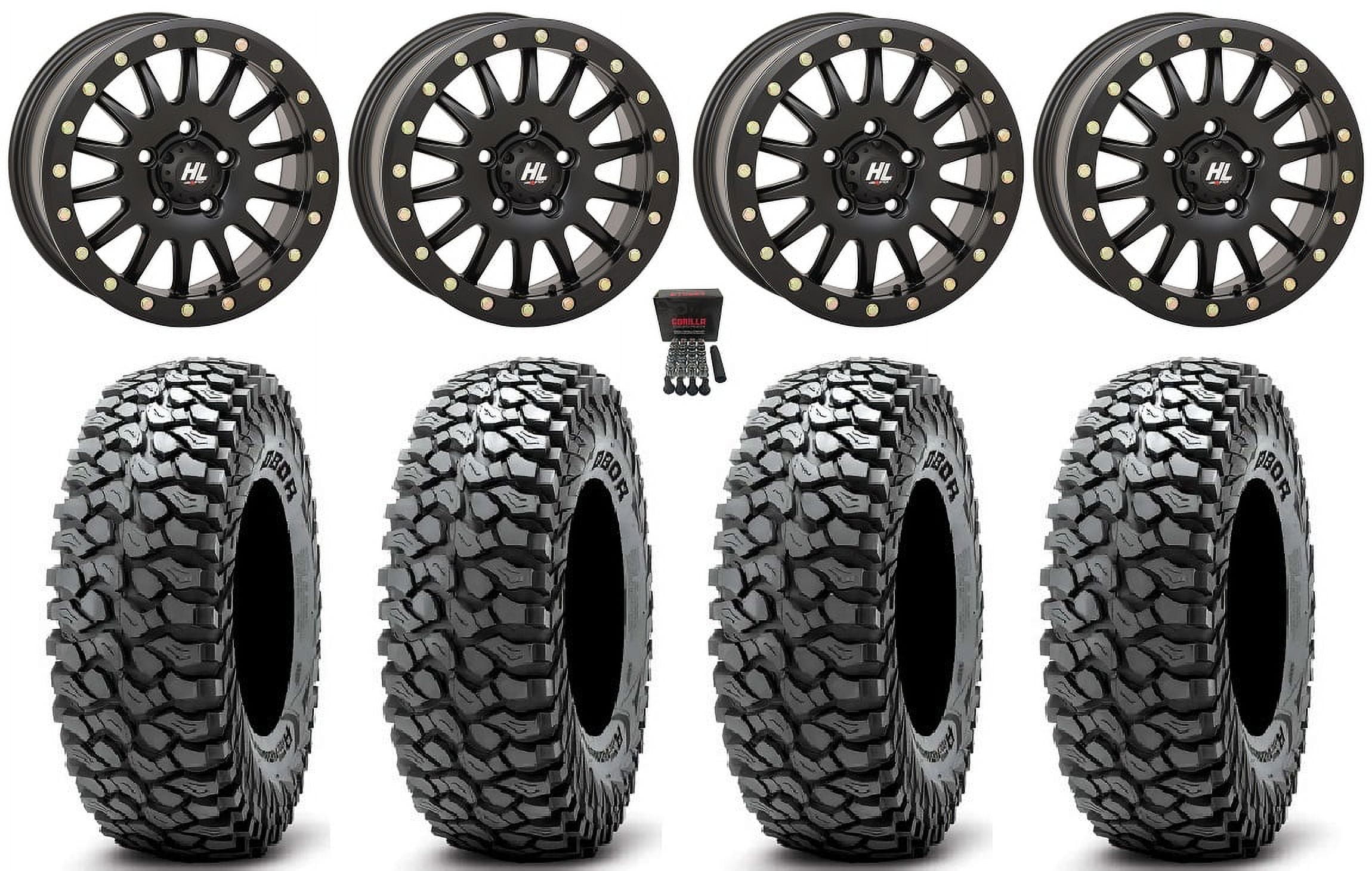 High Lifter HL24 Beadlock 15" Wheels Black 37" RocScraper Tires Polaris ...