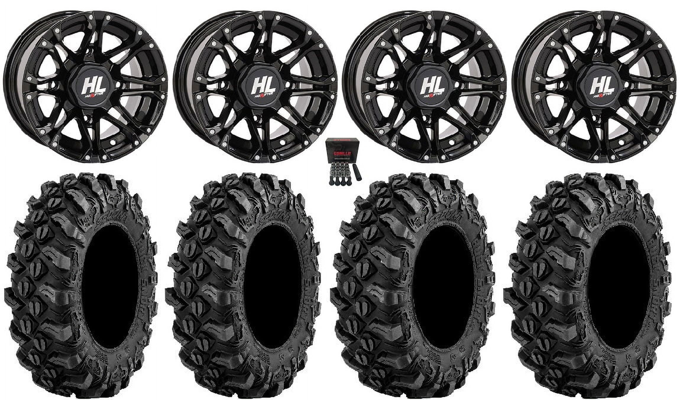 High Lifter HL3 12" Wheels Black 25" Buck Snort Tires Honda Pioneer ...