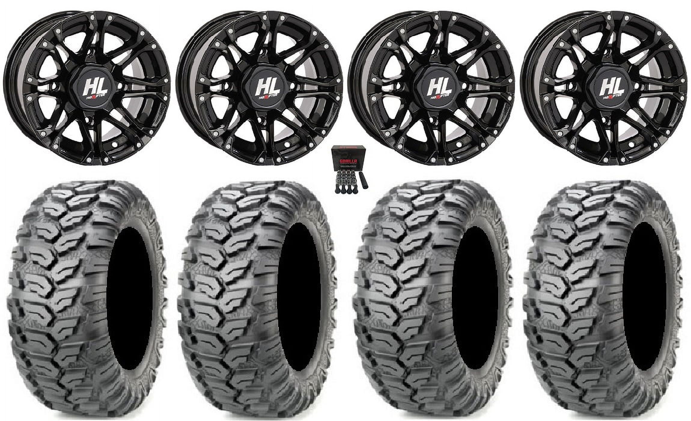 High Lifter HL3 12" Wheels Black 25" Ceros Tires Polaris Ranger XP 900/ ...