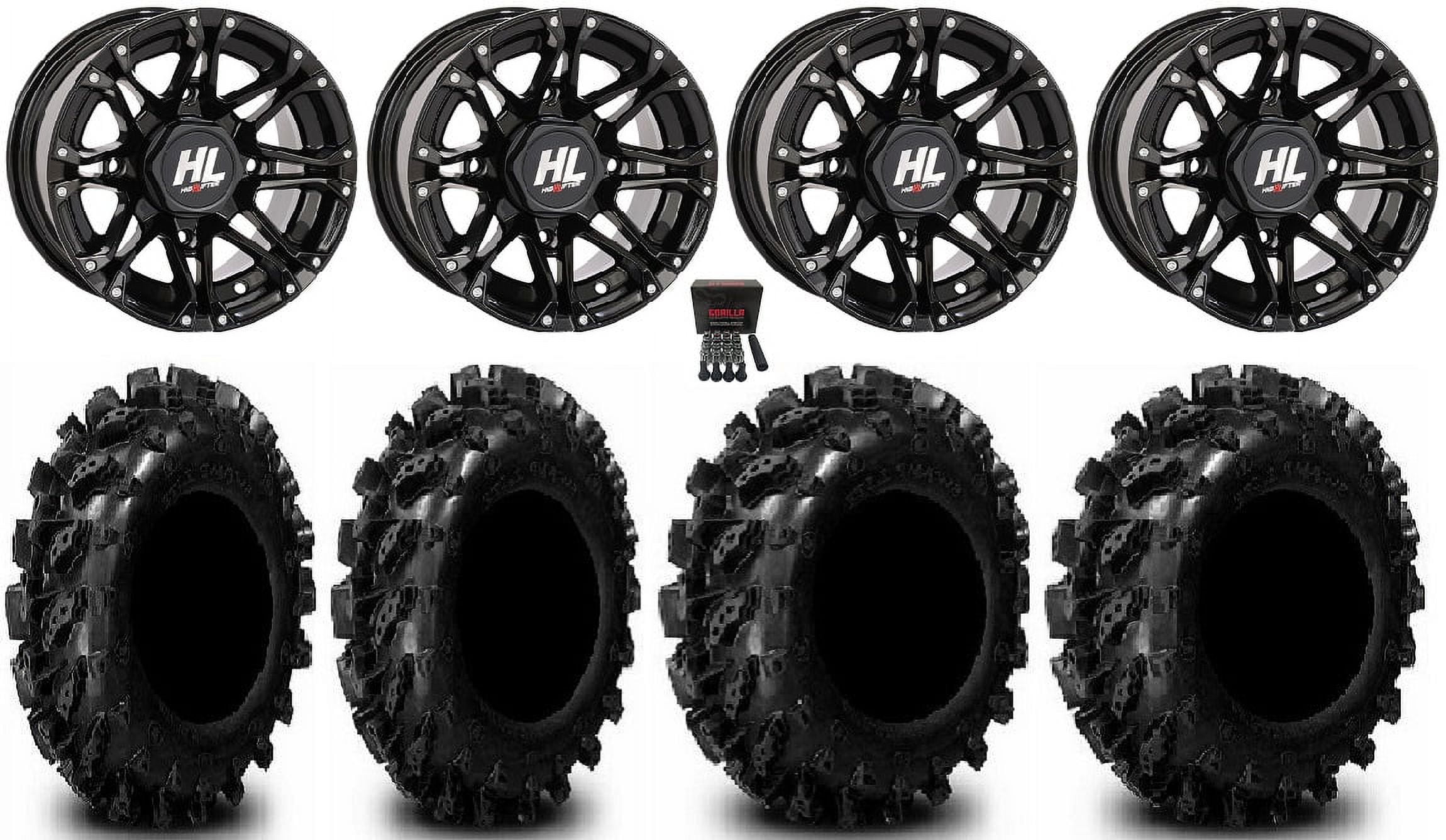 High Lifter HL3 12" Wheels Black 25" Swamp Lite Tires Honda Rincon ...