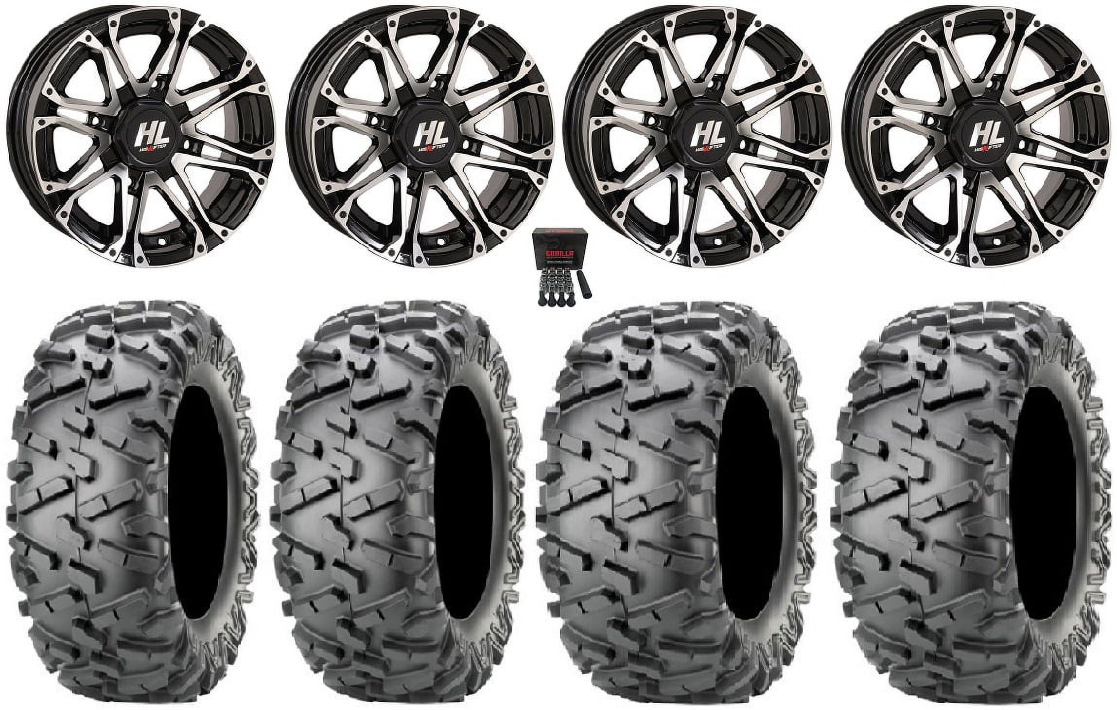 High Lifter HL3 12" Wheels Machined 25" BigHorn 2.0 Tires Sportsman RZR ...