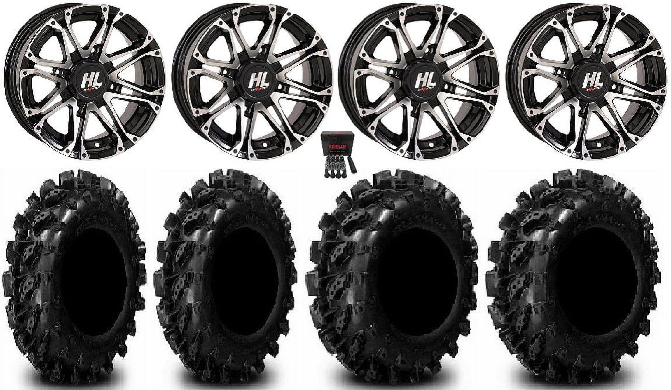 High Lifter HL3 12" Wheels Machined 26" Swamp Lite Tires Honda Rincon ...