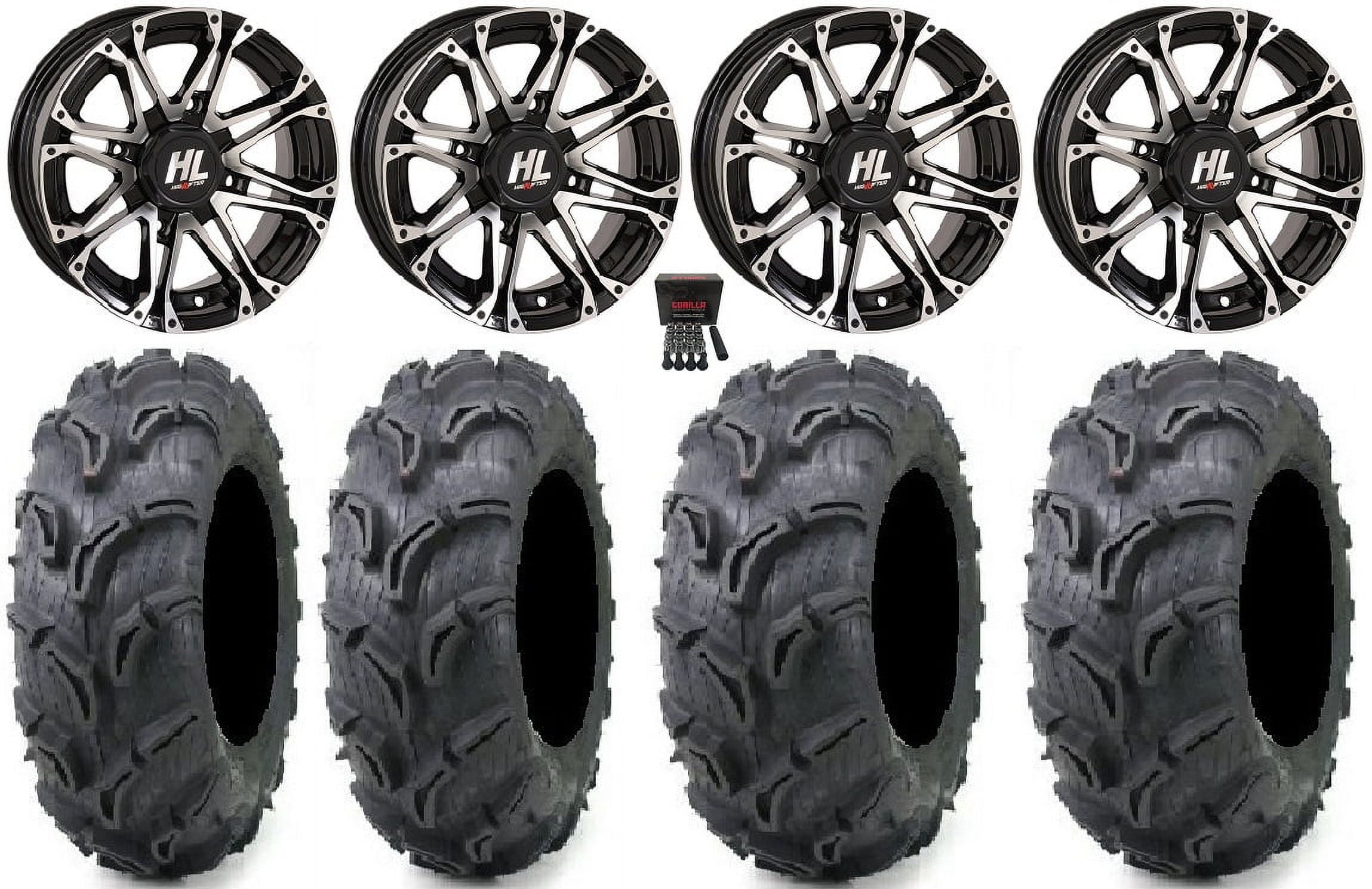 High Lifter HL3 12" Wheels Machined 28" Zilla Tires Honda Rincon Yamaha ...